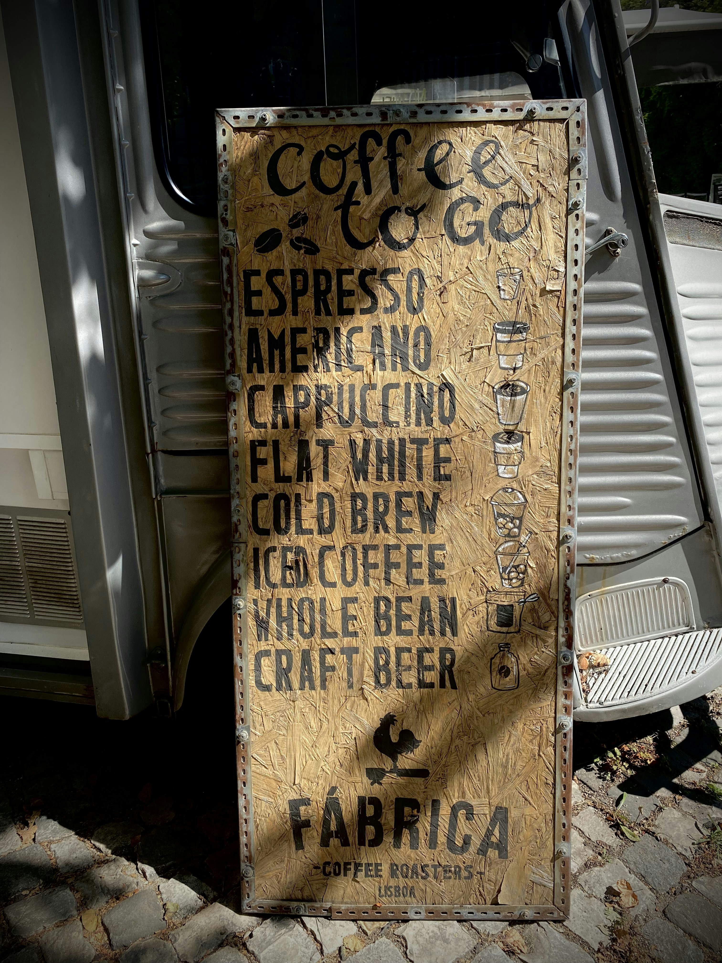 a sign on a vehicle