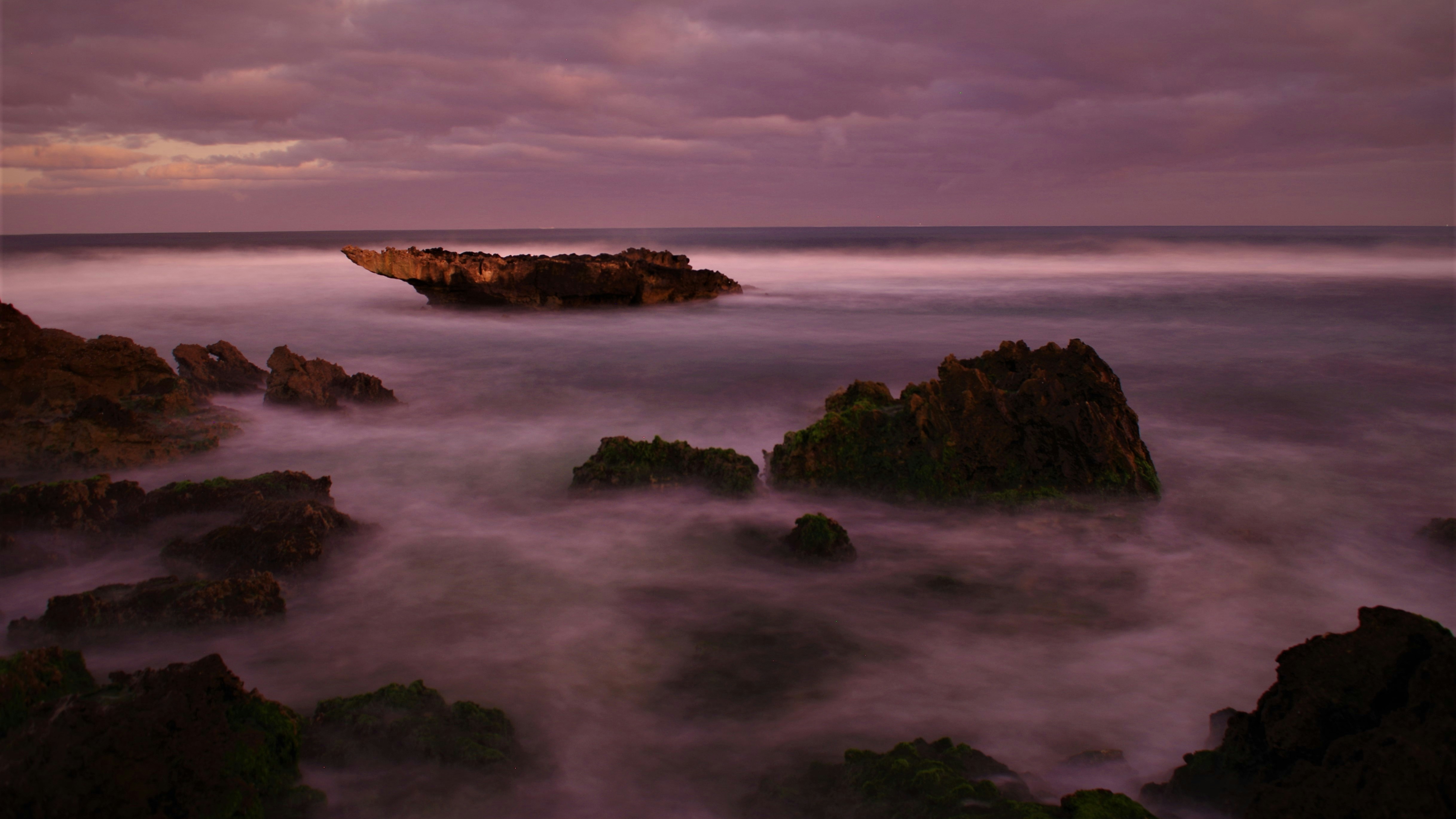 Long exposure shot of a the rocky foreshore 