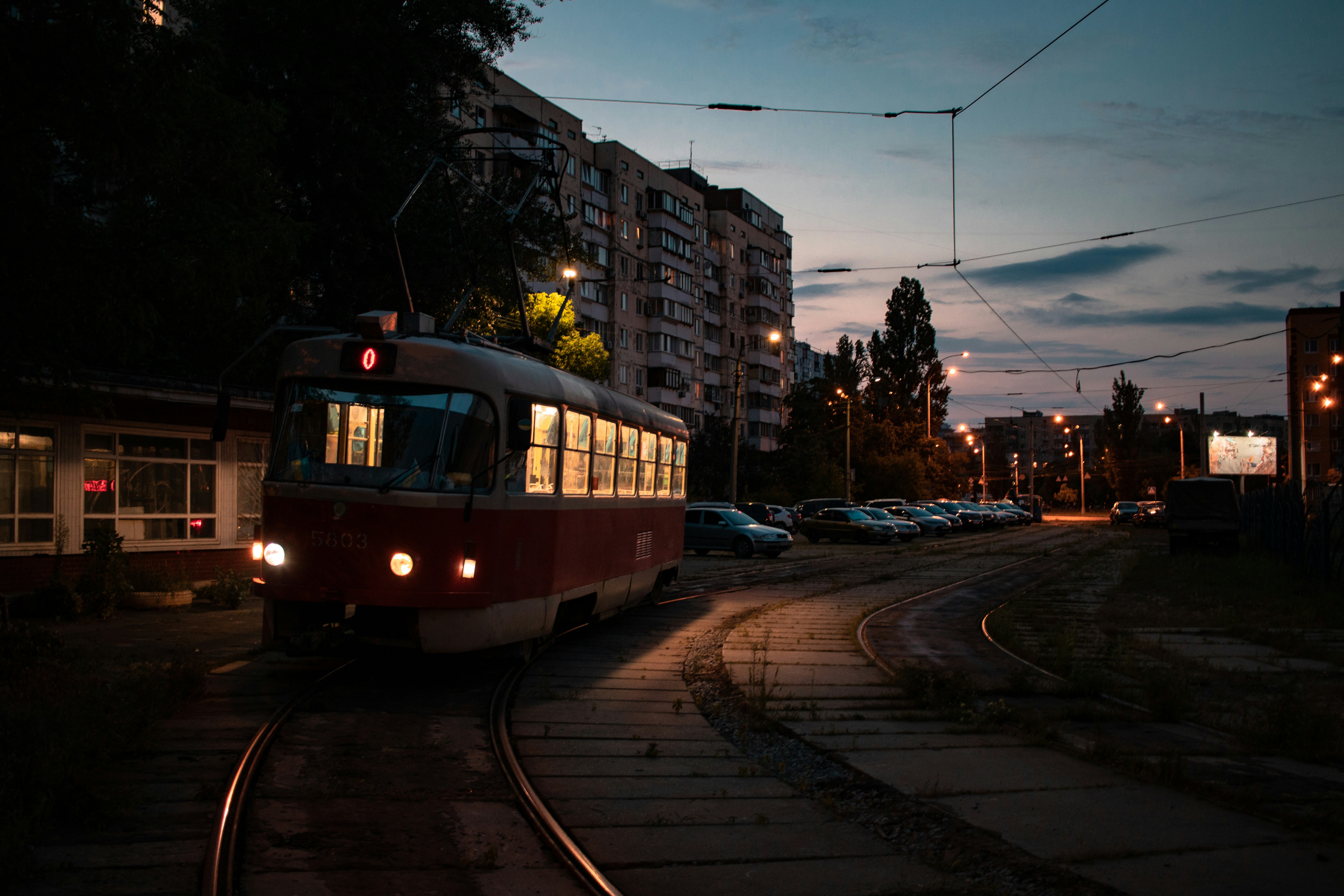 The last evening Kyiv tram heading to the depot