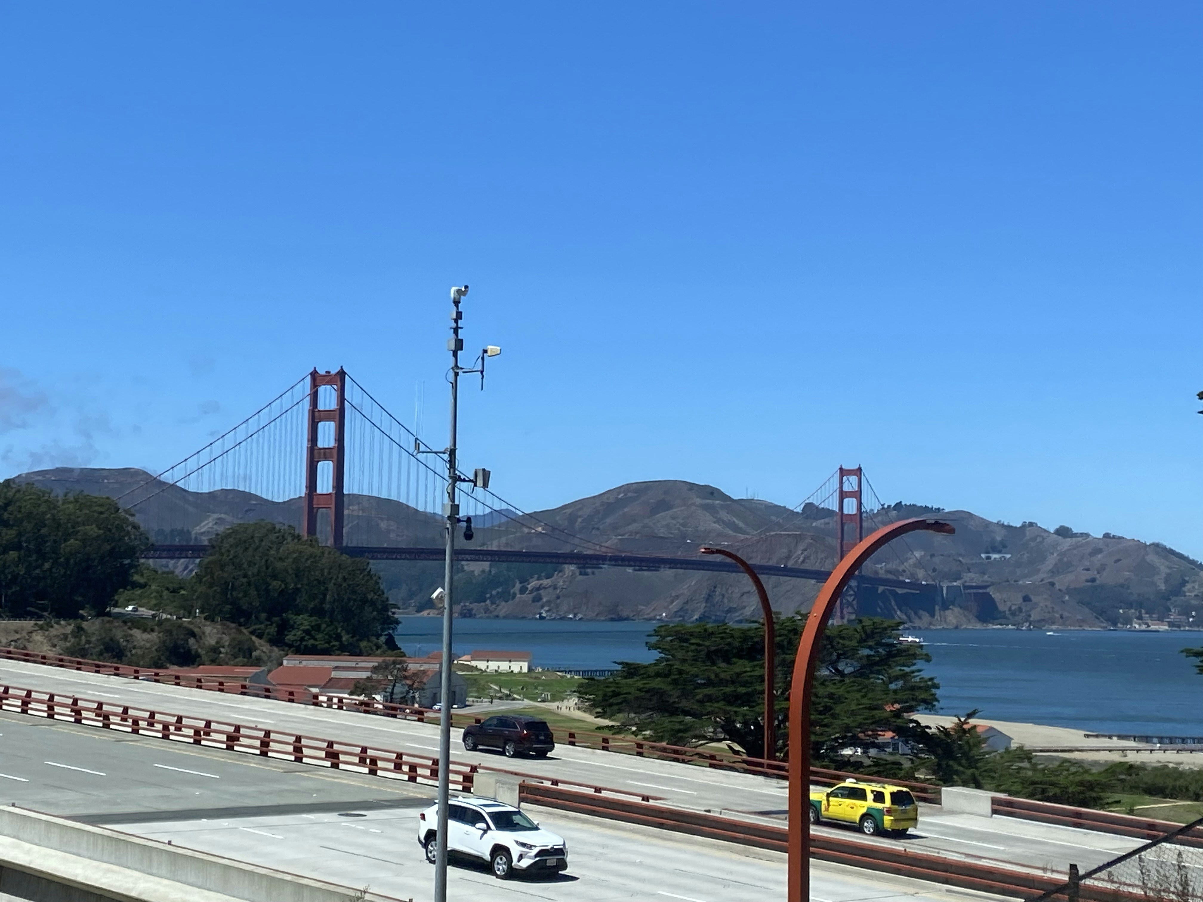 cars driving on a bridge