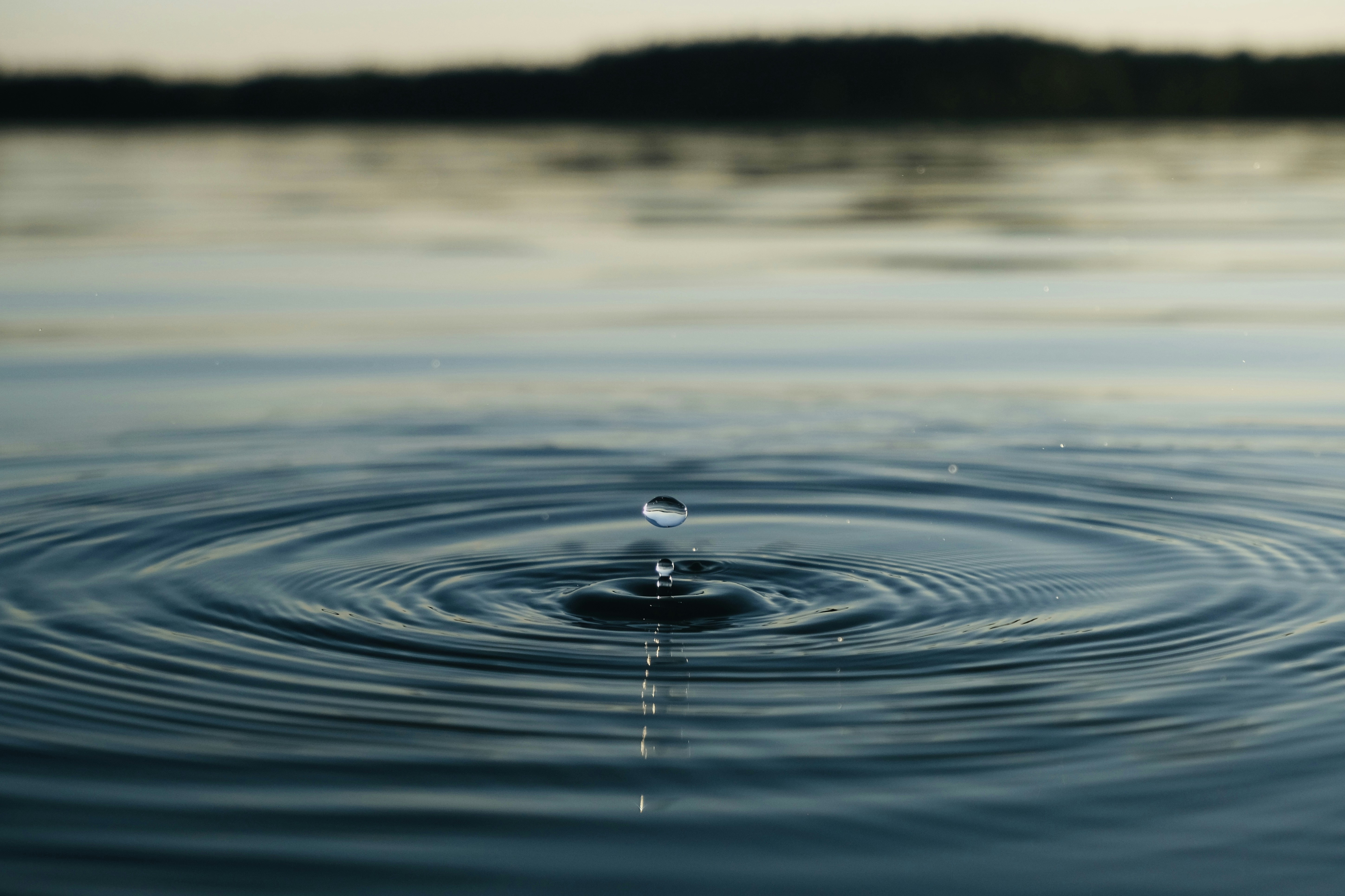A drop of water falling into a body of water photo – Free Grey Image on ...