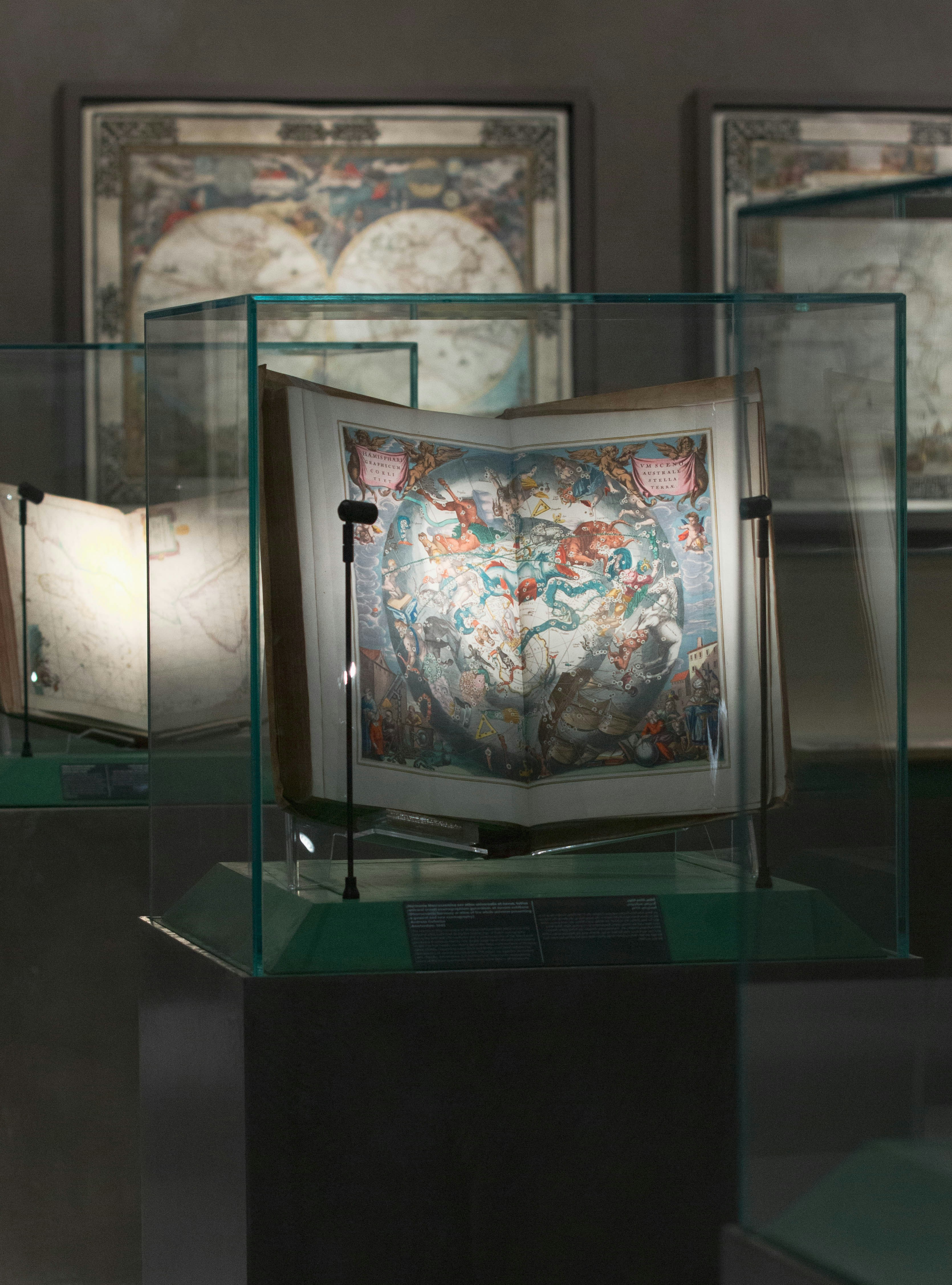 Globe-engraved Map in Glass Case: A Historical Exhibit of Maritime Charts