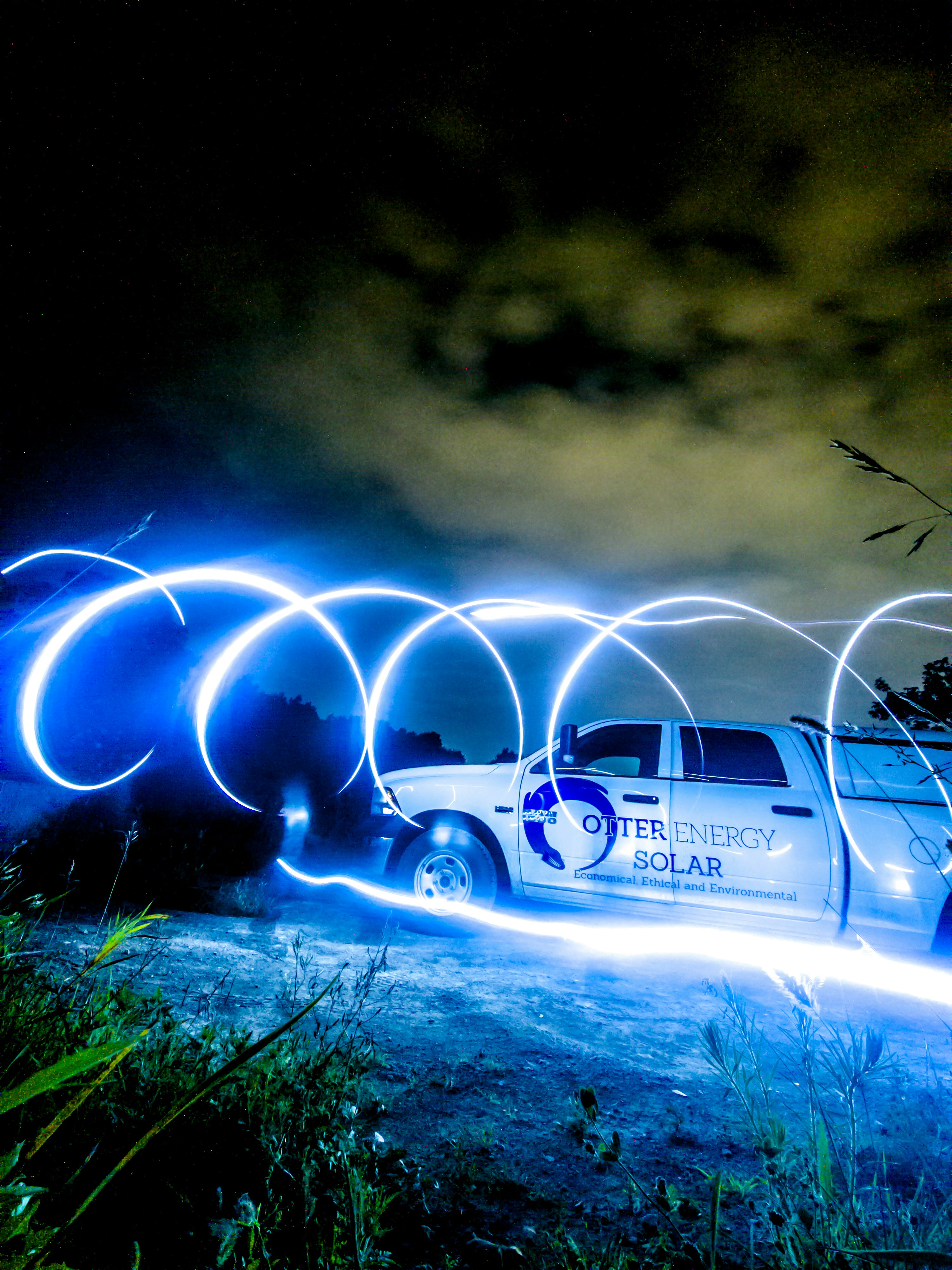 Blue Helix over a Solar Truck