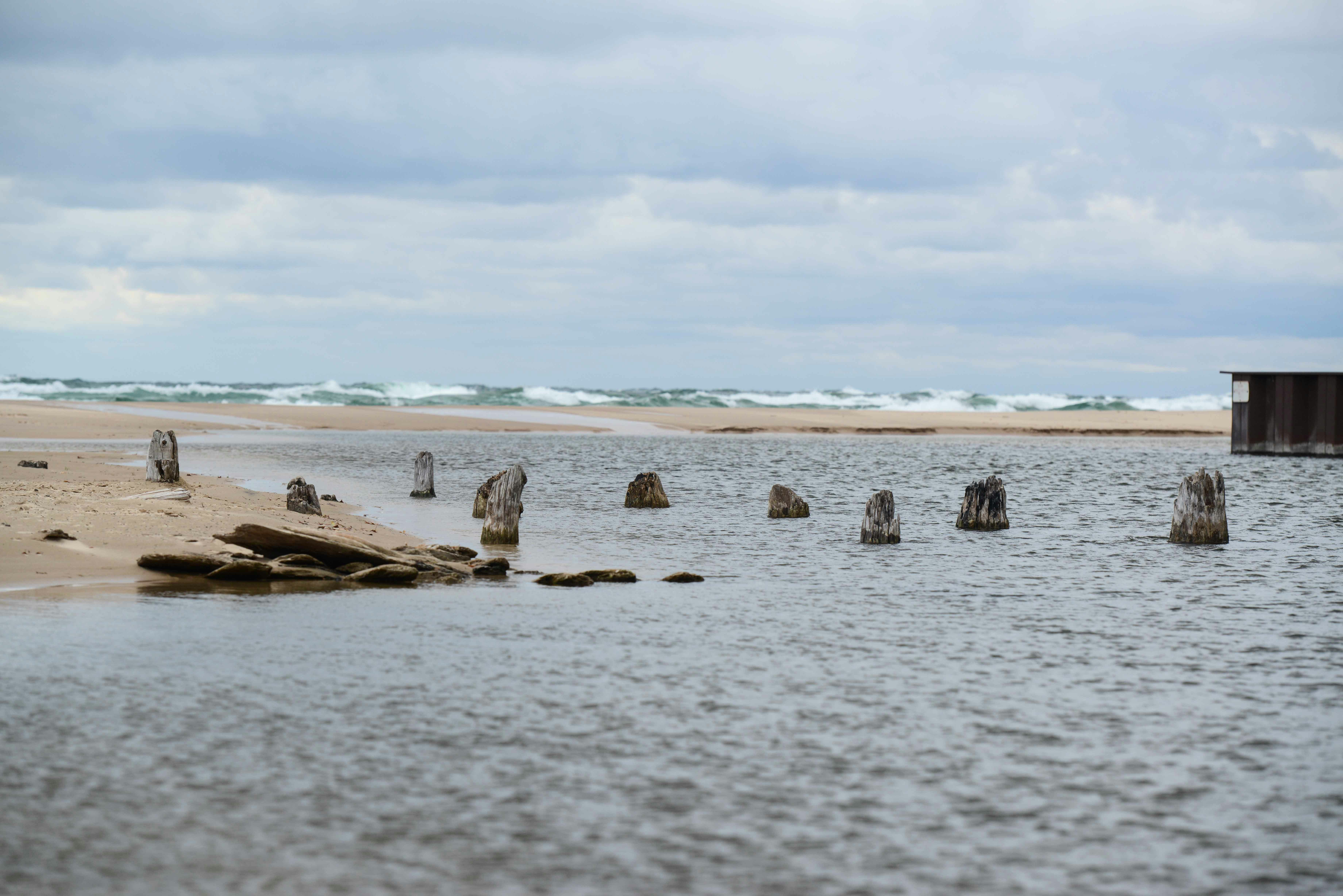 a group of people on a beach near a body of water