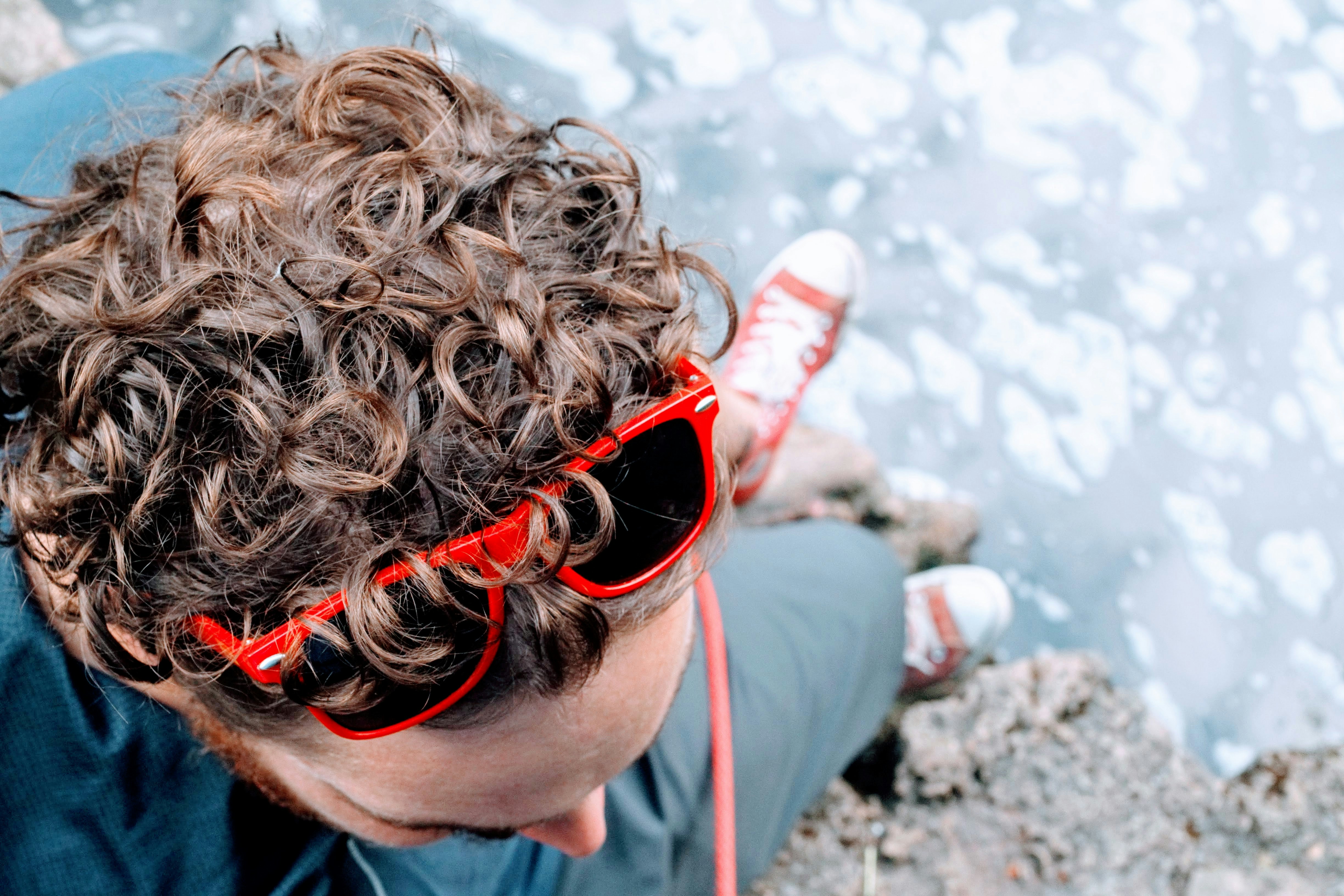a person with curly hair
