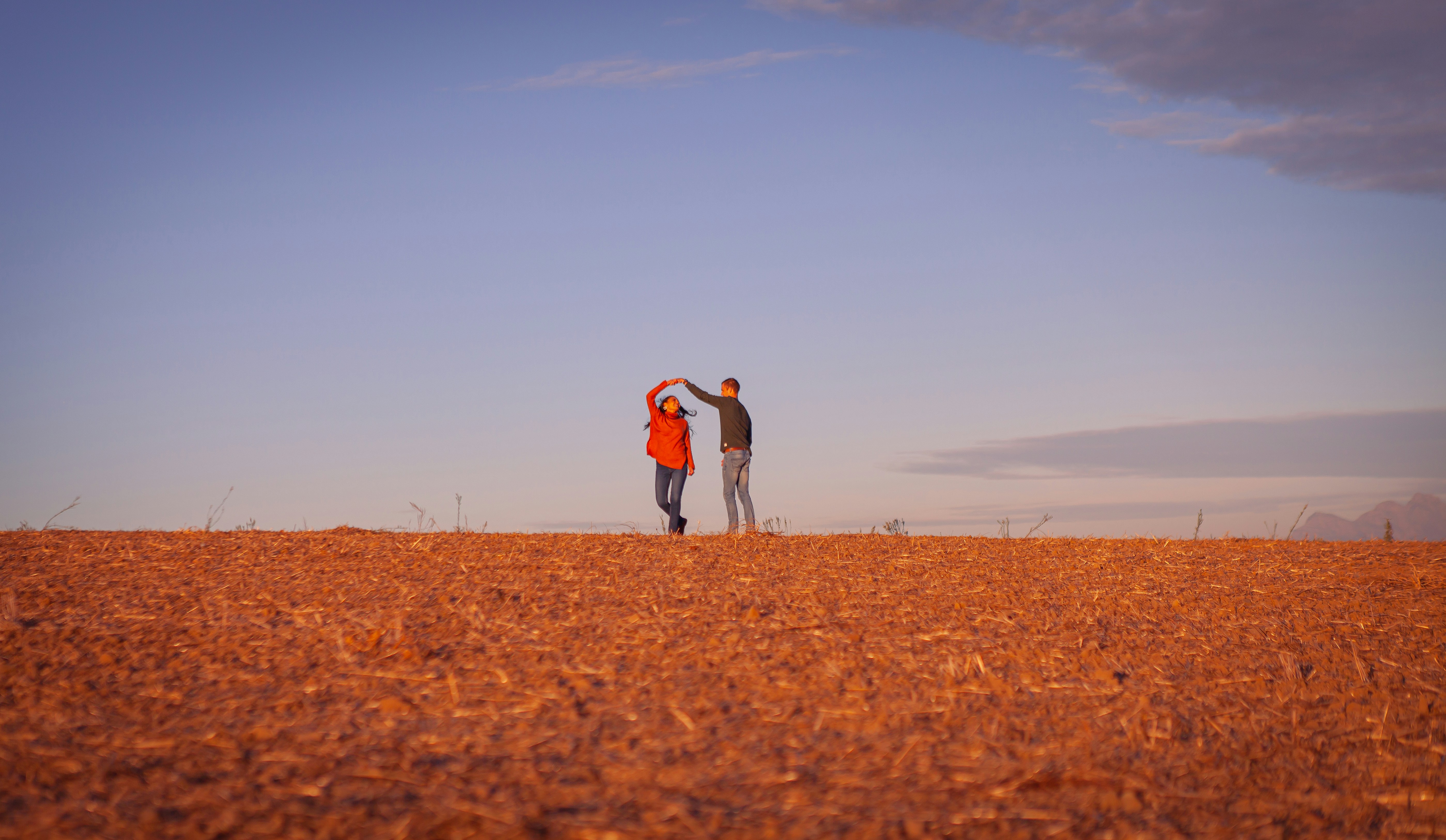 Rust-Red Expanse: A Quiet Duet Beneath a Wide Blue Sky