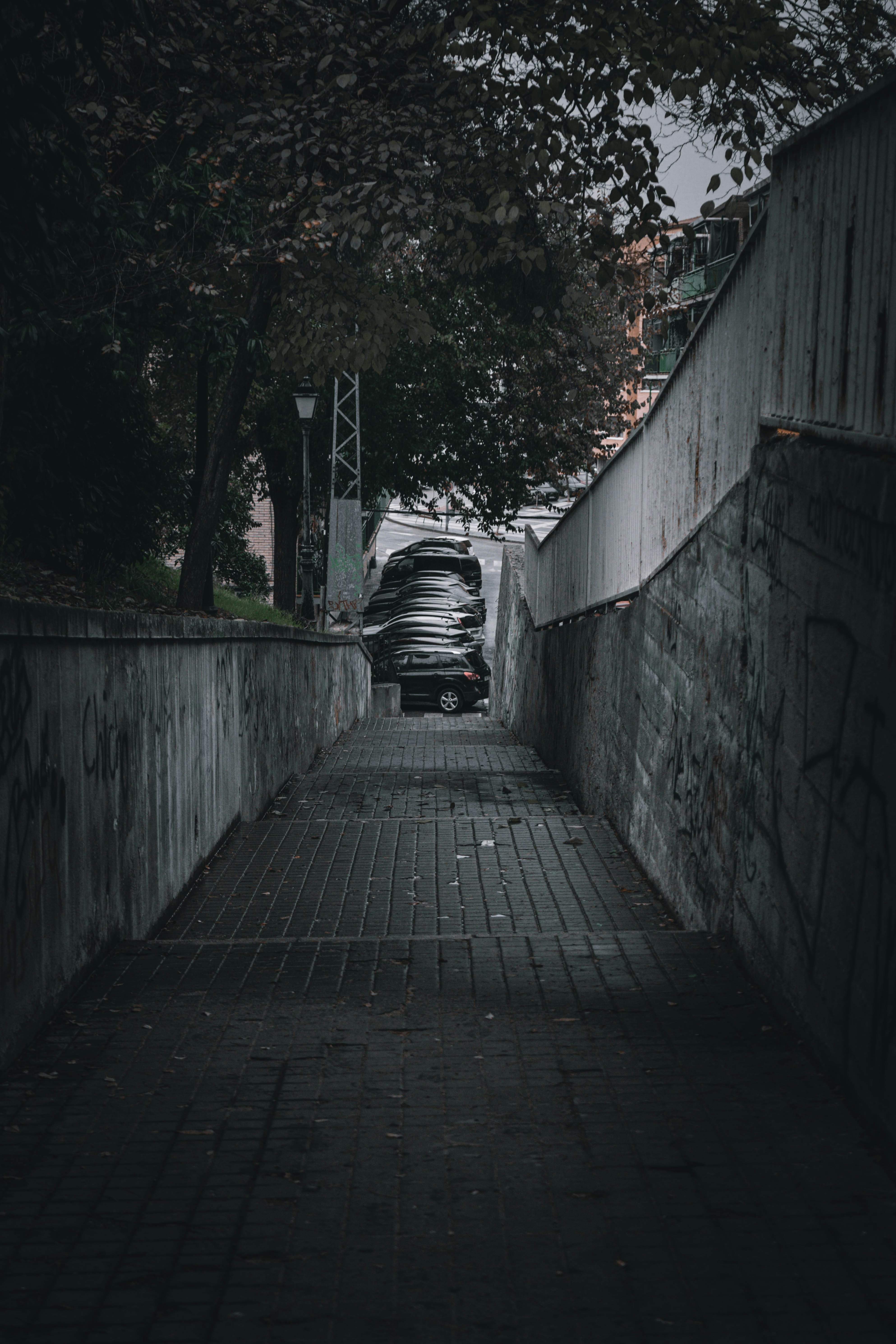 End of the Alley: Stacked Cars at the Alley's Distant Horizon
