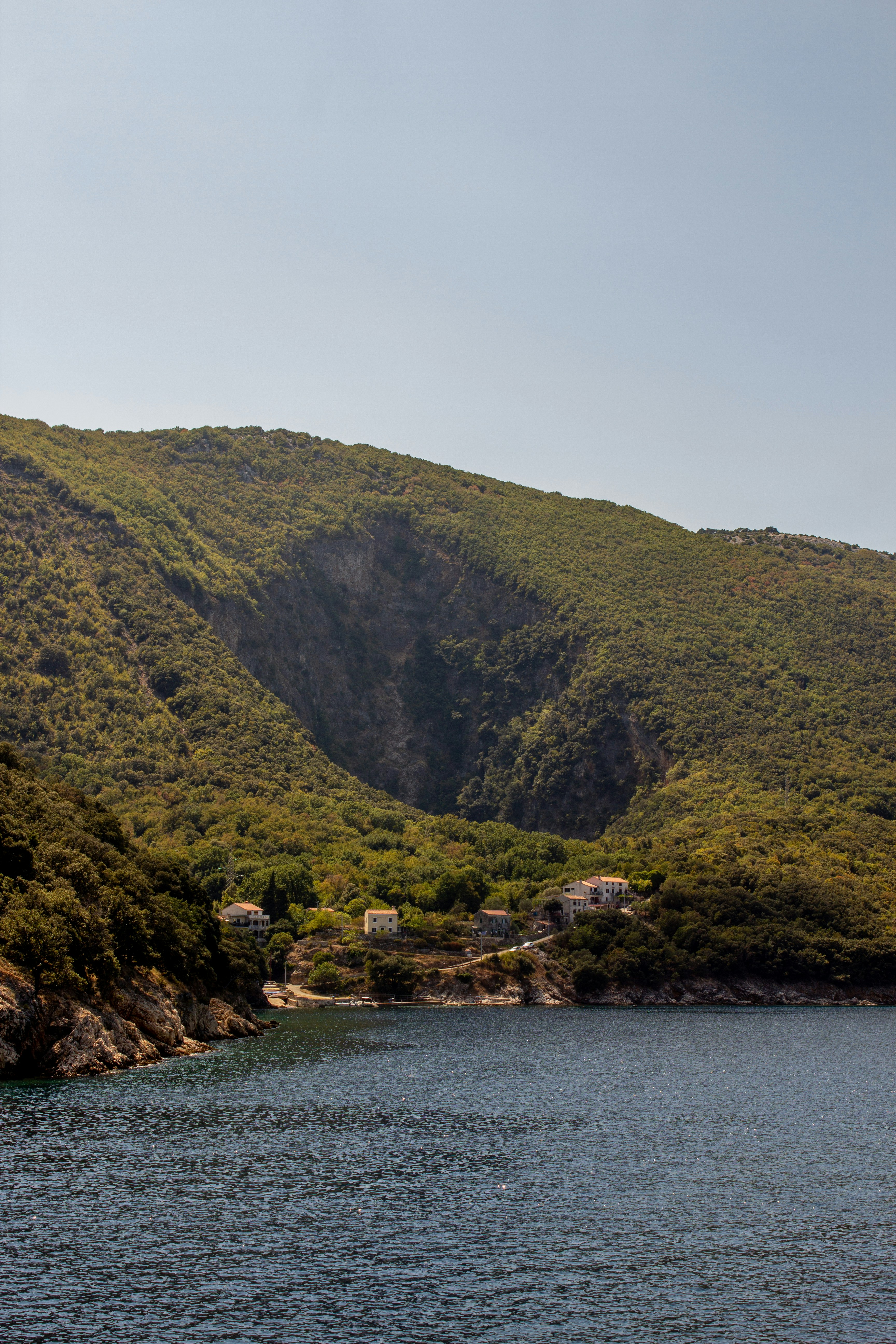 Mountain with a huge hole in the bay in Croatia.