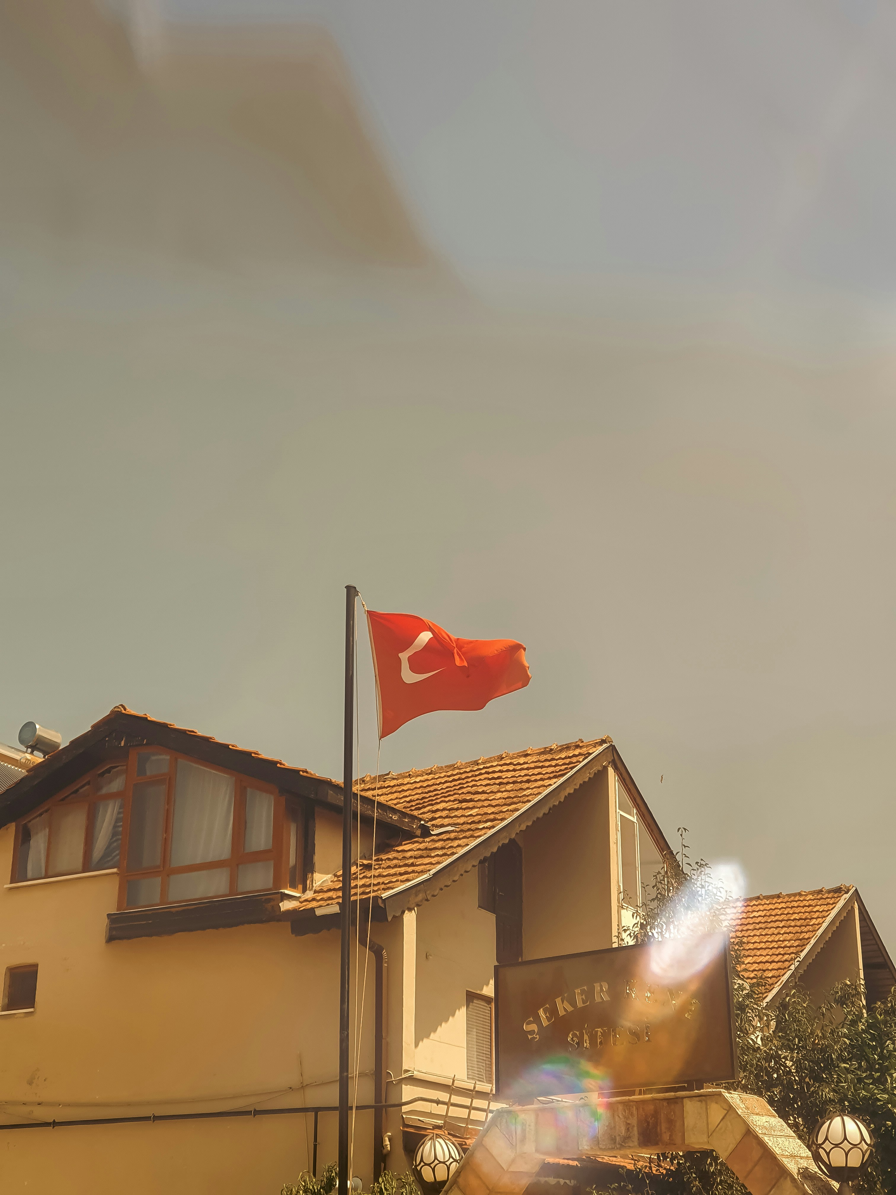 a flag flying in the air