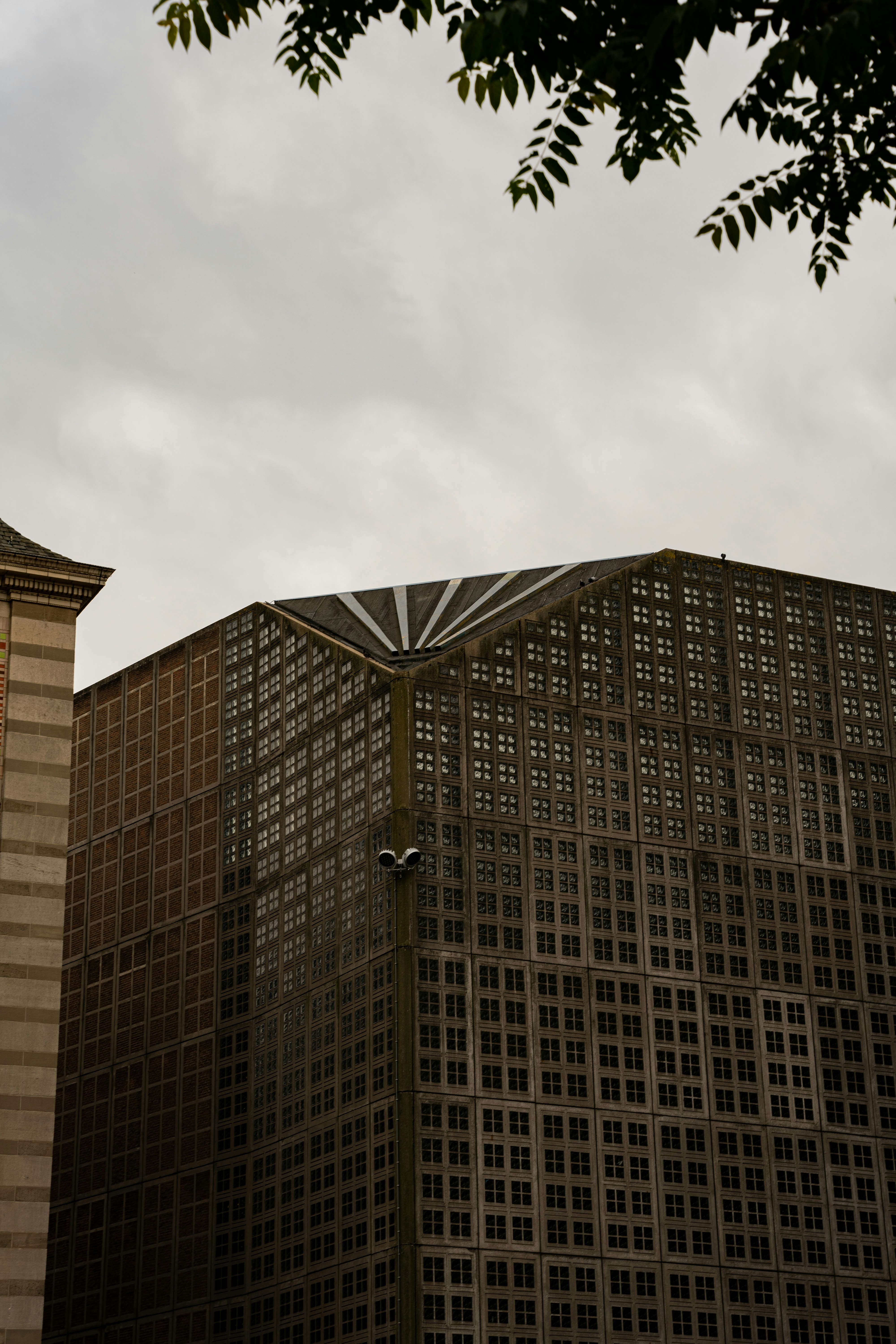 Geometric Facade under Overcast Sky