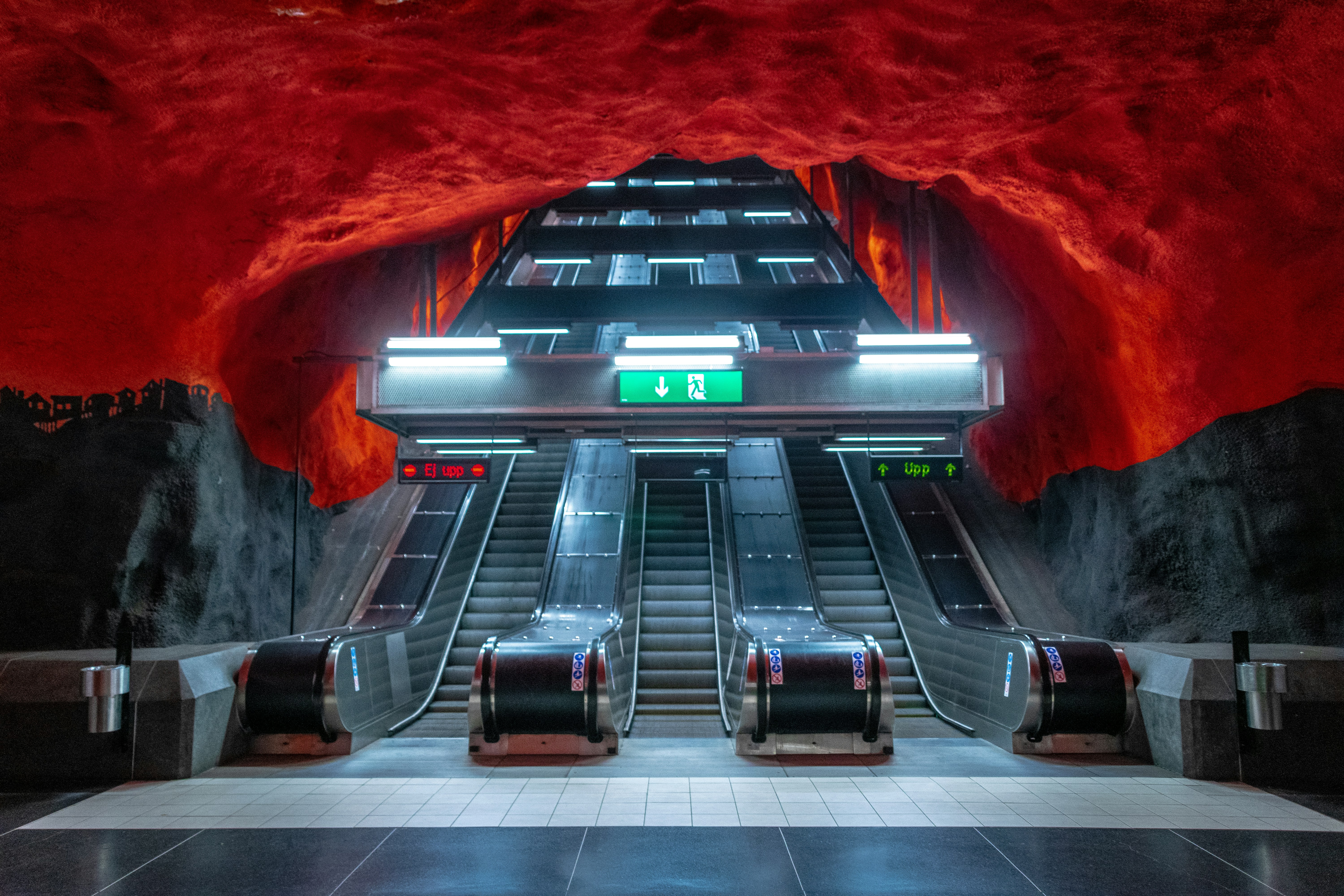 Subterranean Station Under Fiery Skies