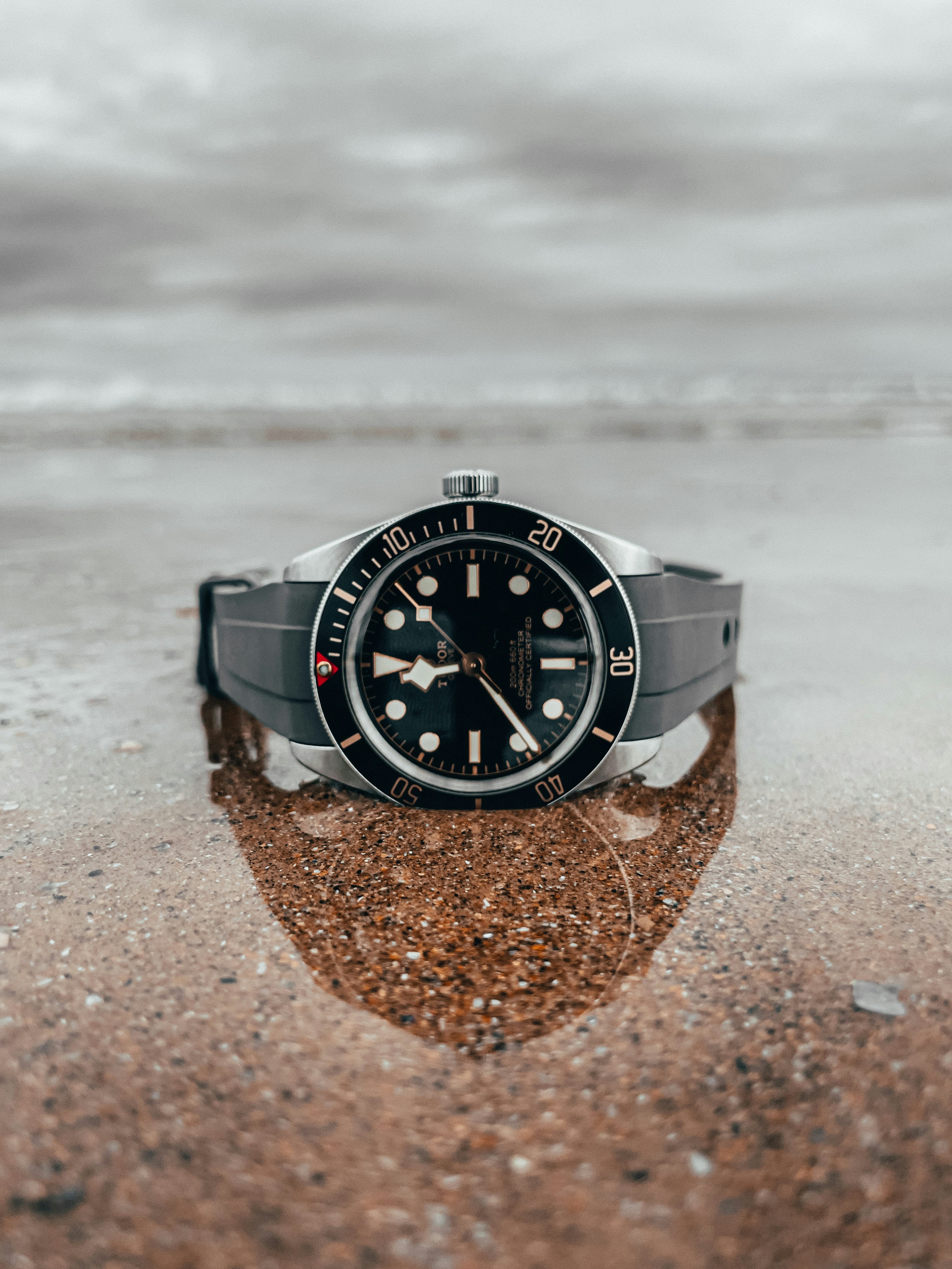 Time's Reflection: A Watch on the Shoreline