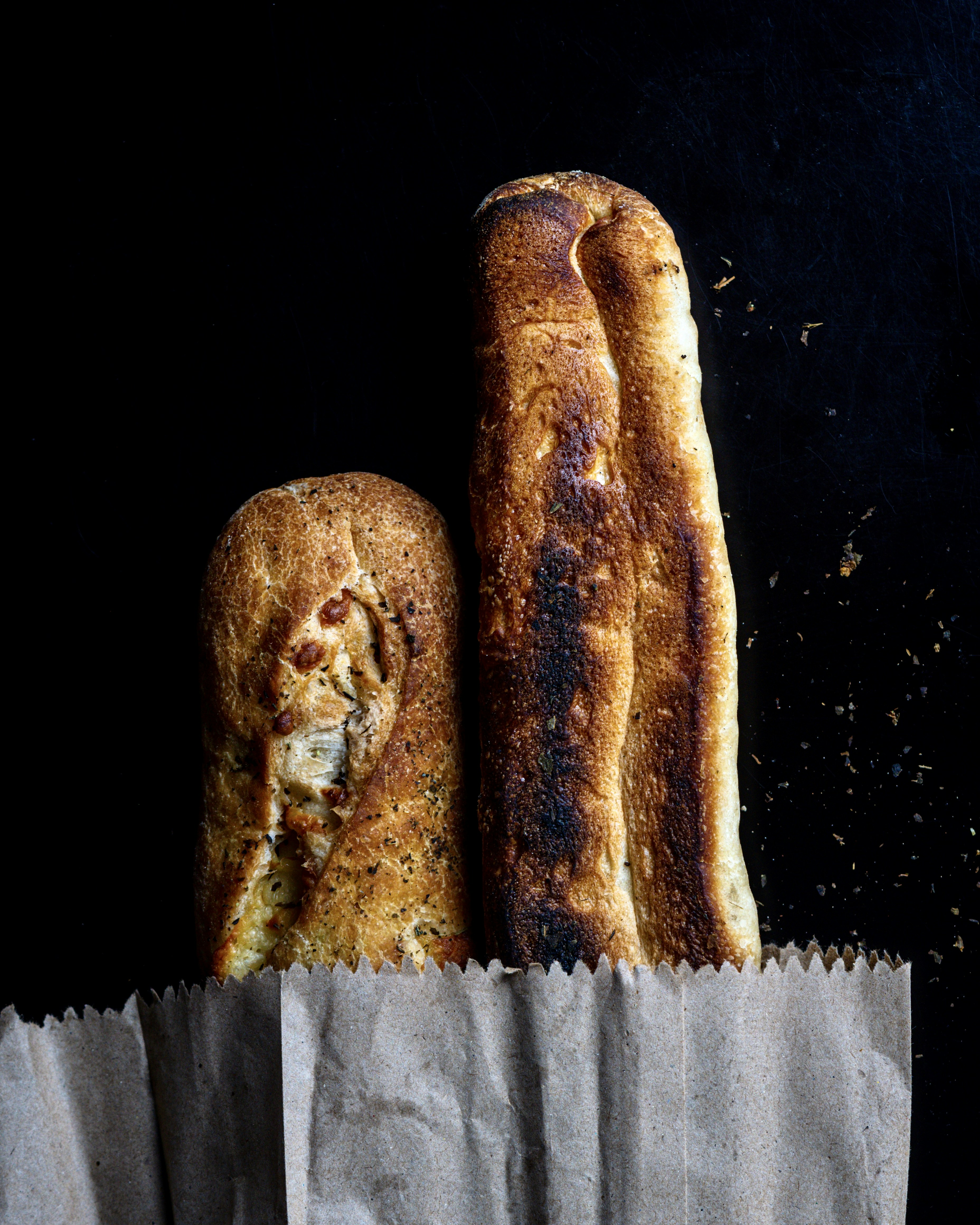 Twin Baguettes in a Noir Studio Still Life