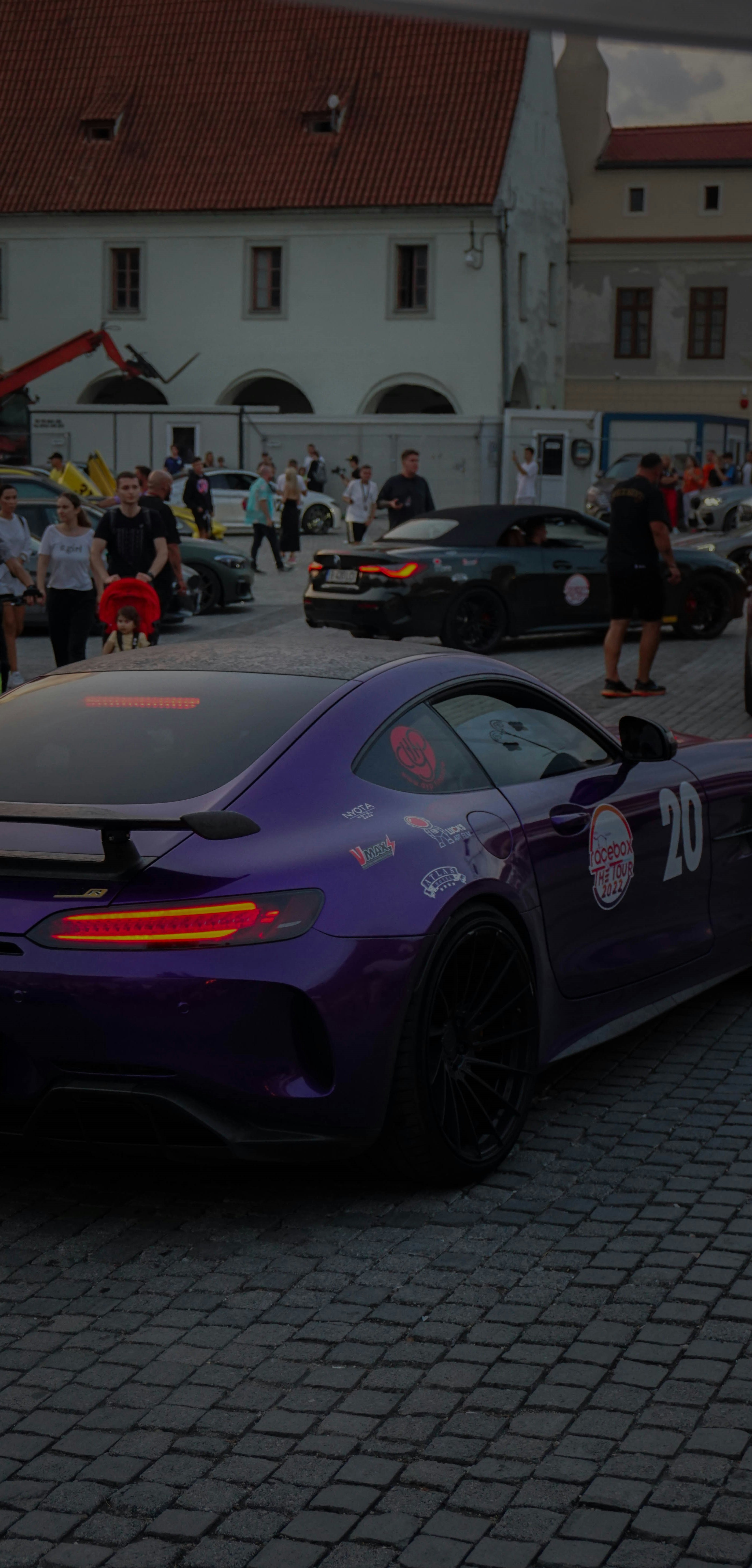 Purple Racer on the Cobblestone Piazza