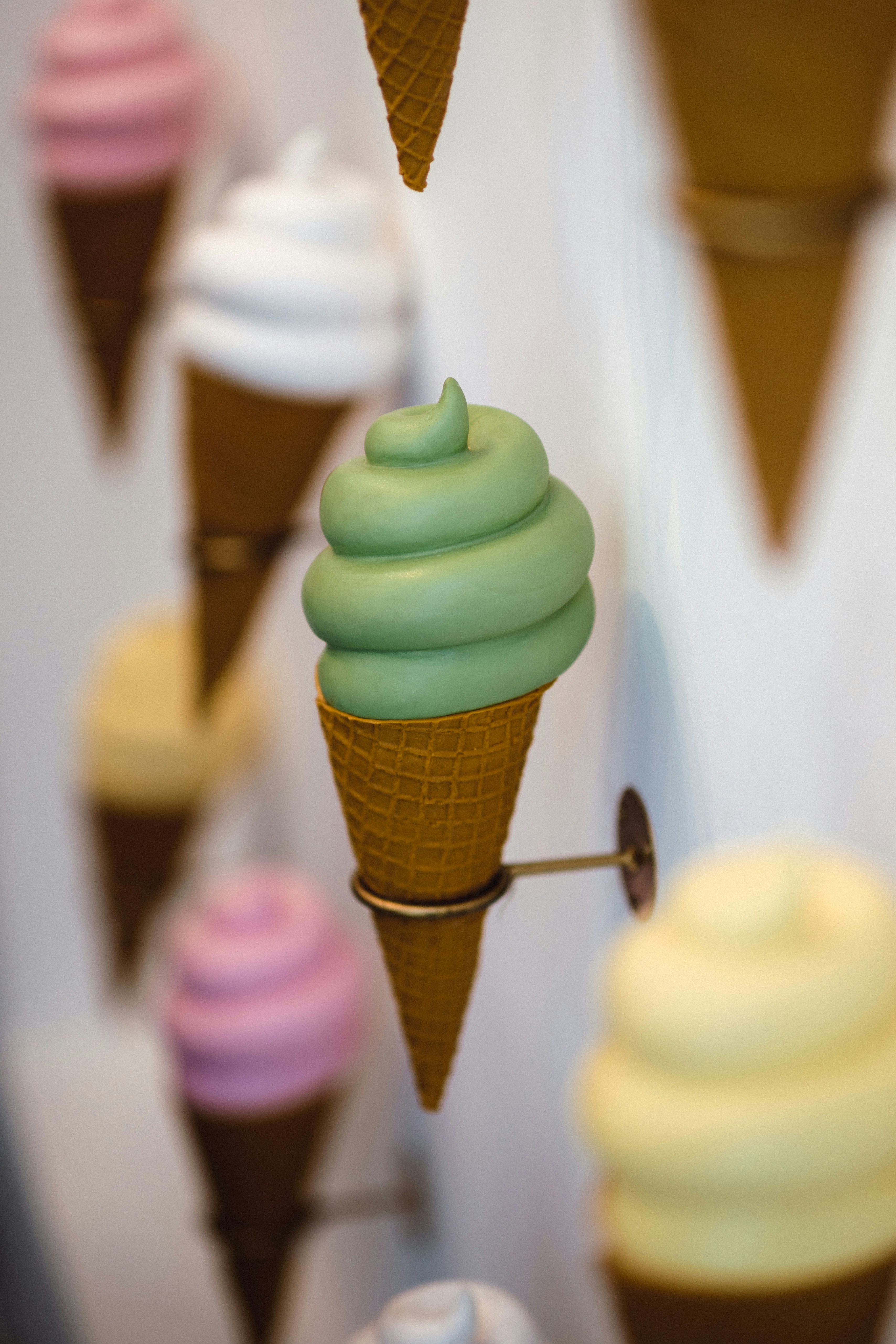 Mint Swirl on a Wall of Floating Cones