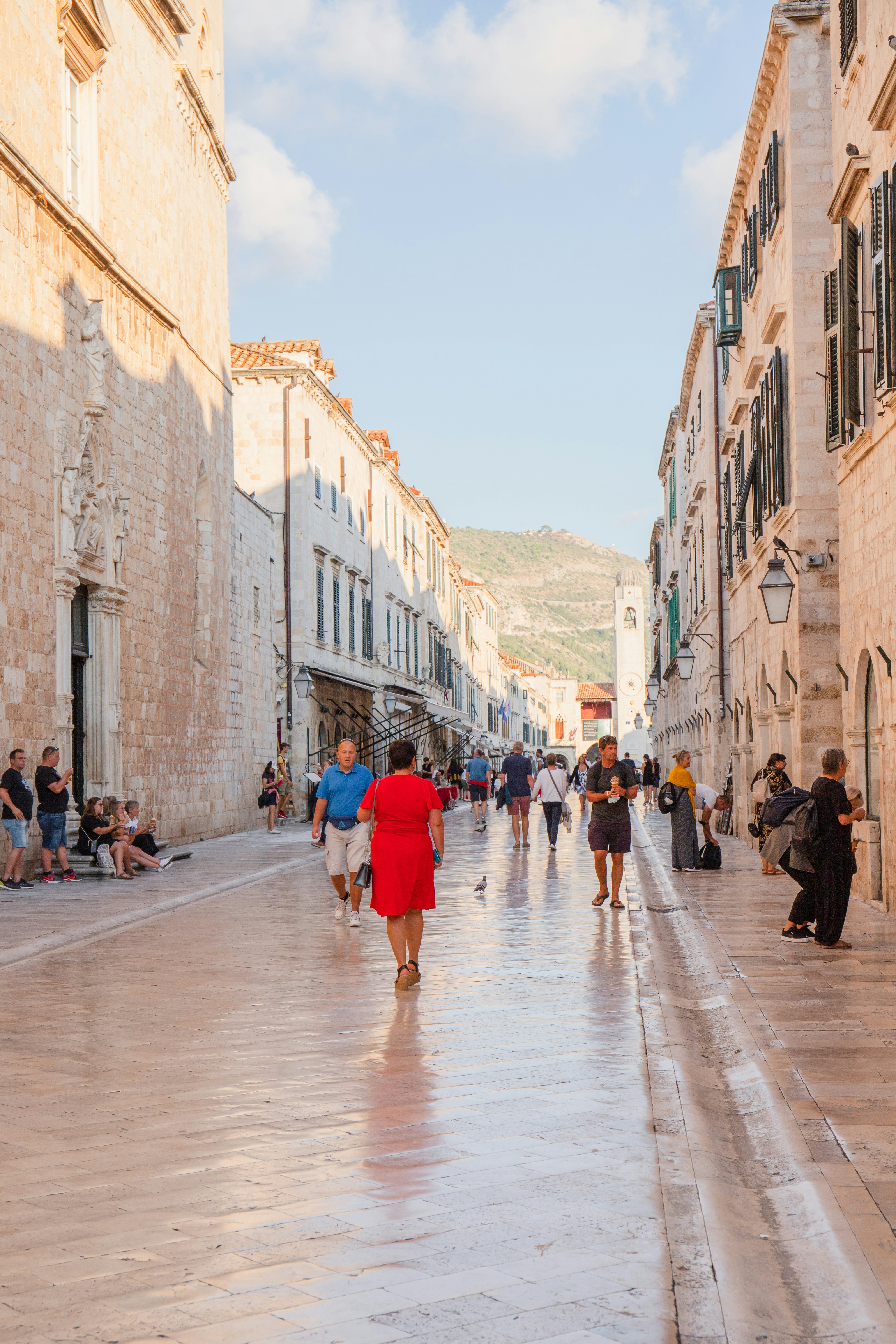 Sunlit Calle in a Historic Coastal Town