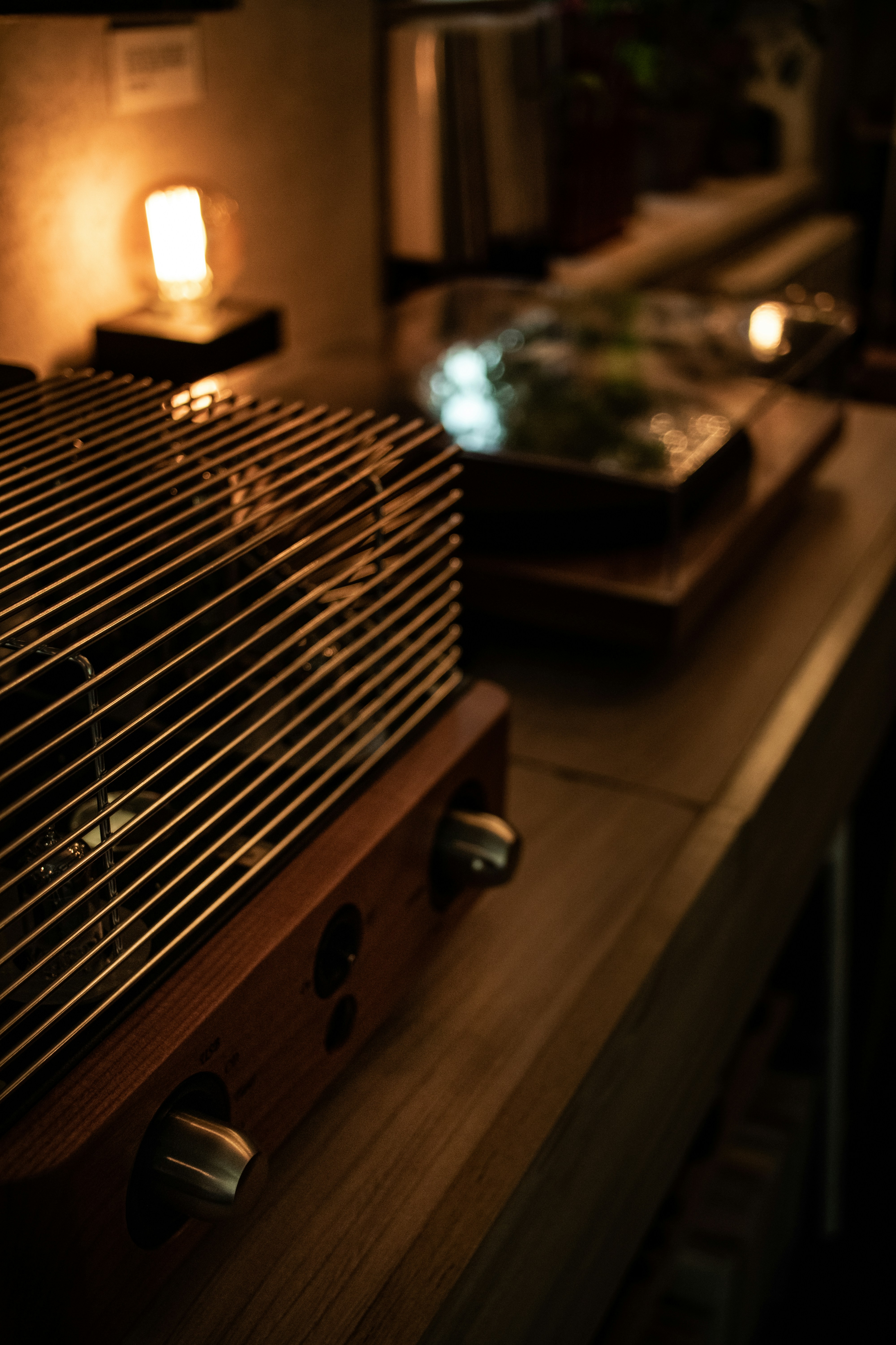 Amazing vacuum tube integrated amplifier with vinyl deck in Kyiv cafe. Looks as amazing as it sounds