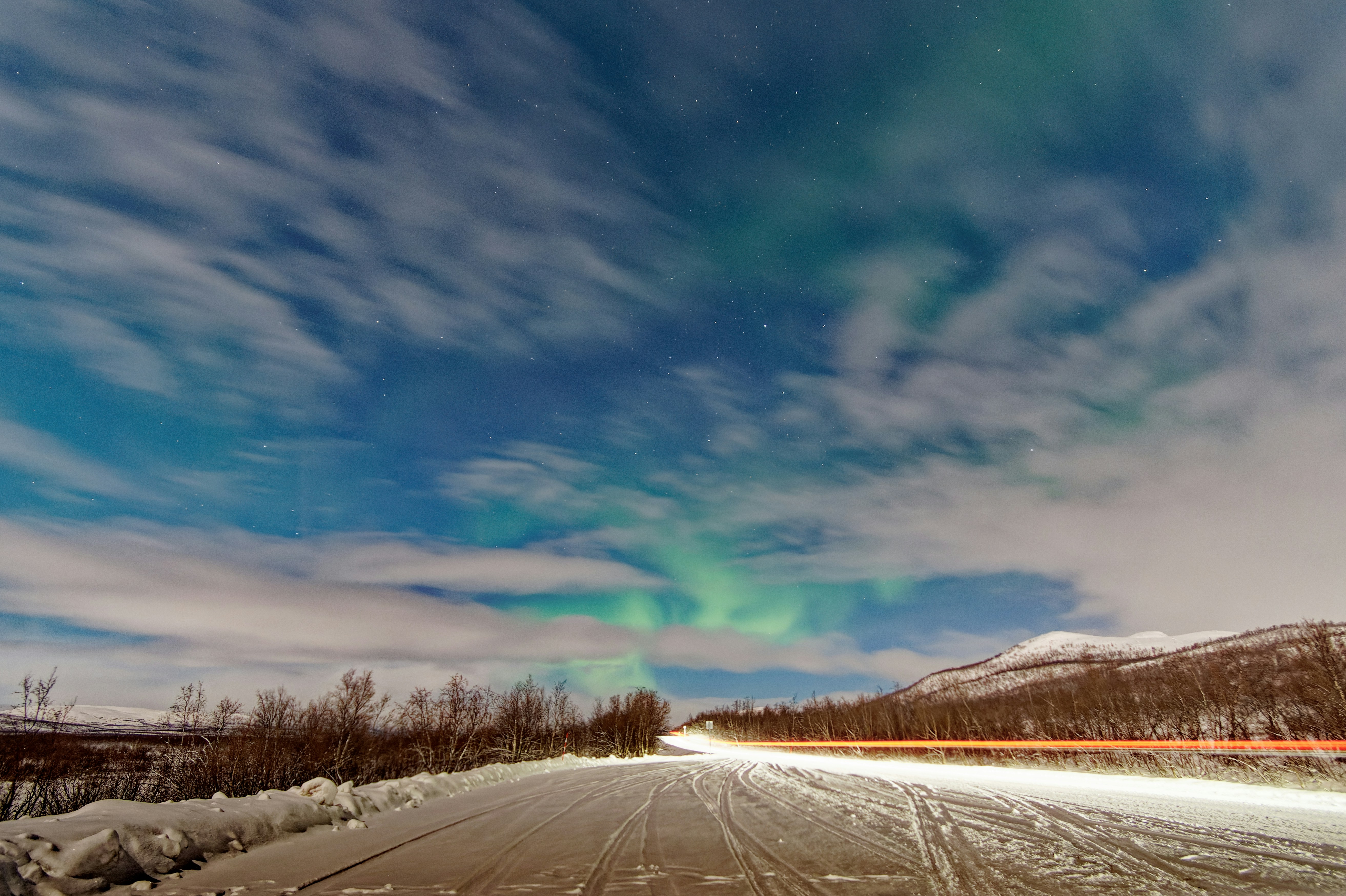 Aurora Over the Snowbound Highway