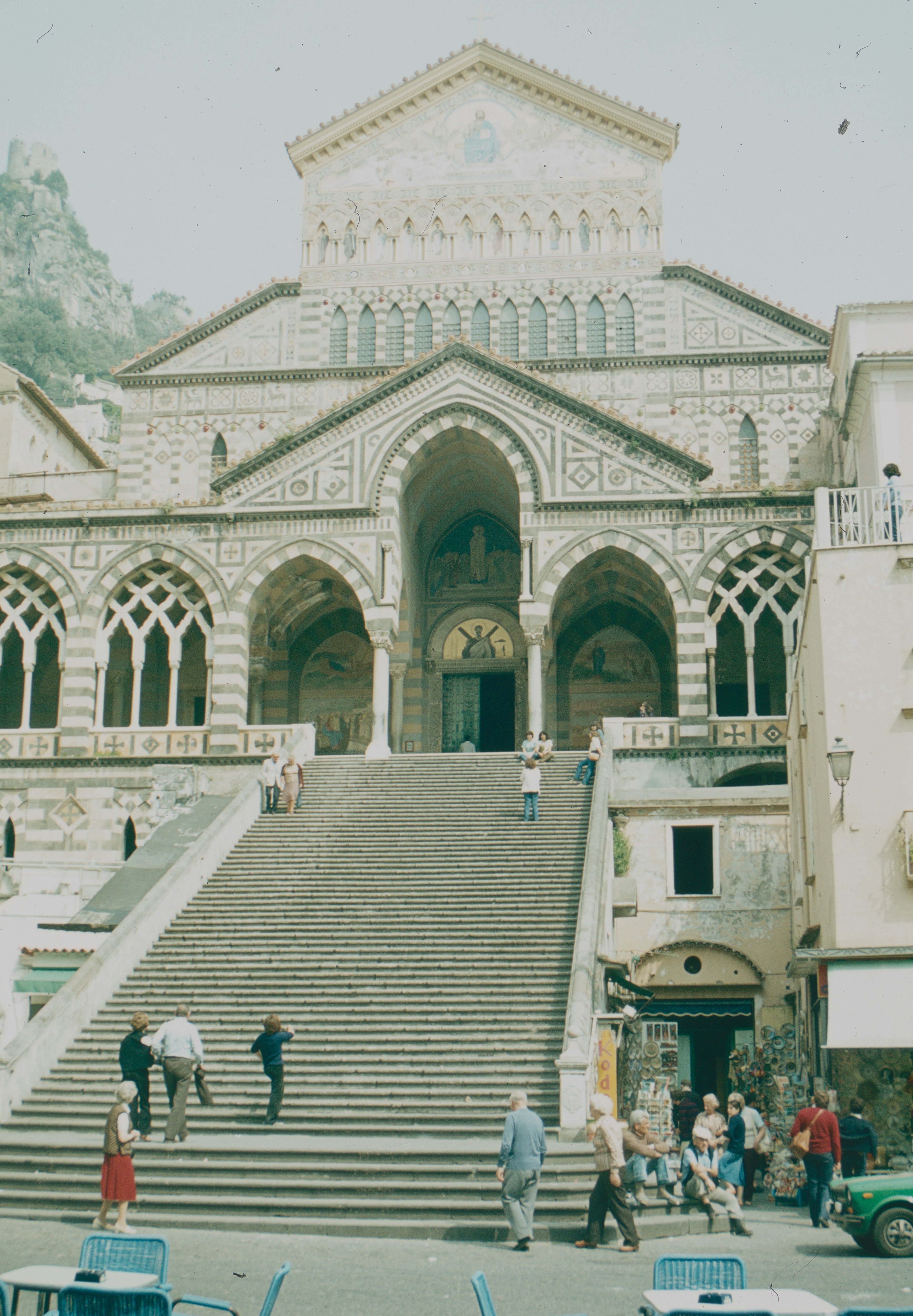 A building with stairs and people walking around photo – Free Vintage ...