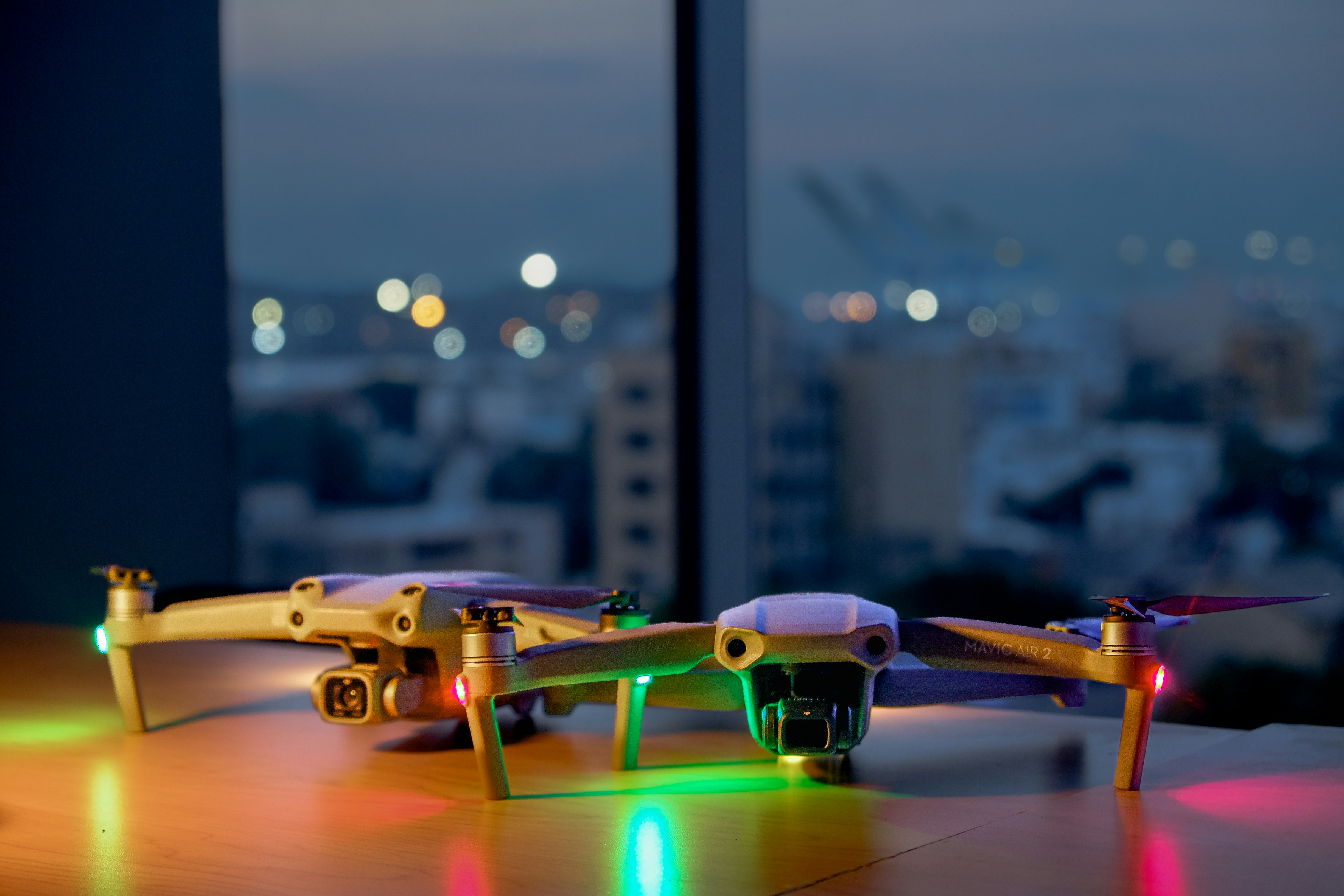 Neon Quad: Nightflight on a Quiet Rooftop Table