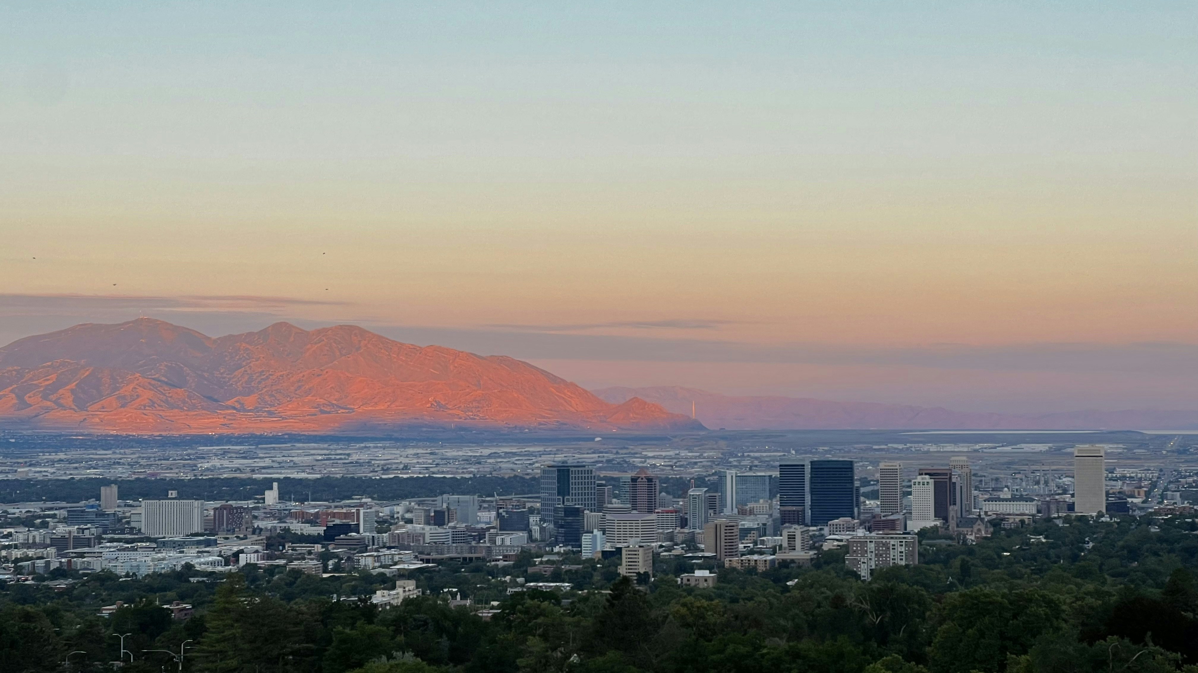 Sunrise view from The University of Utah's hospital parking lot.
