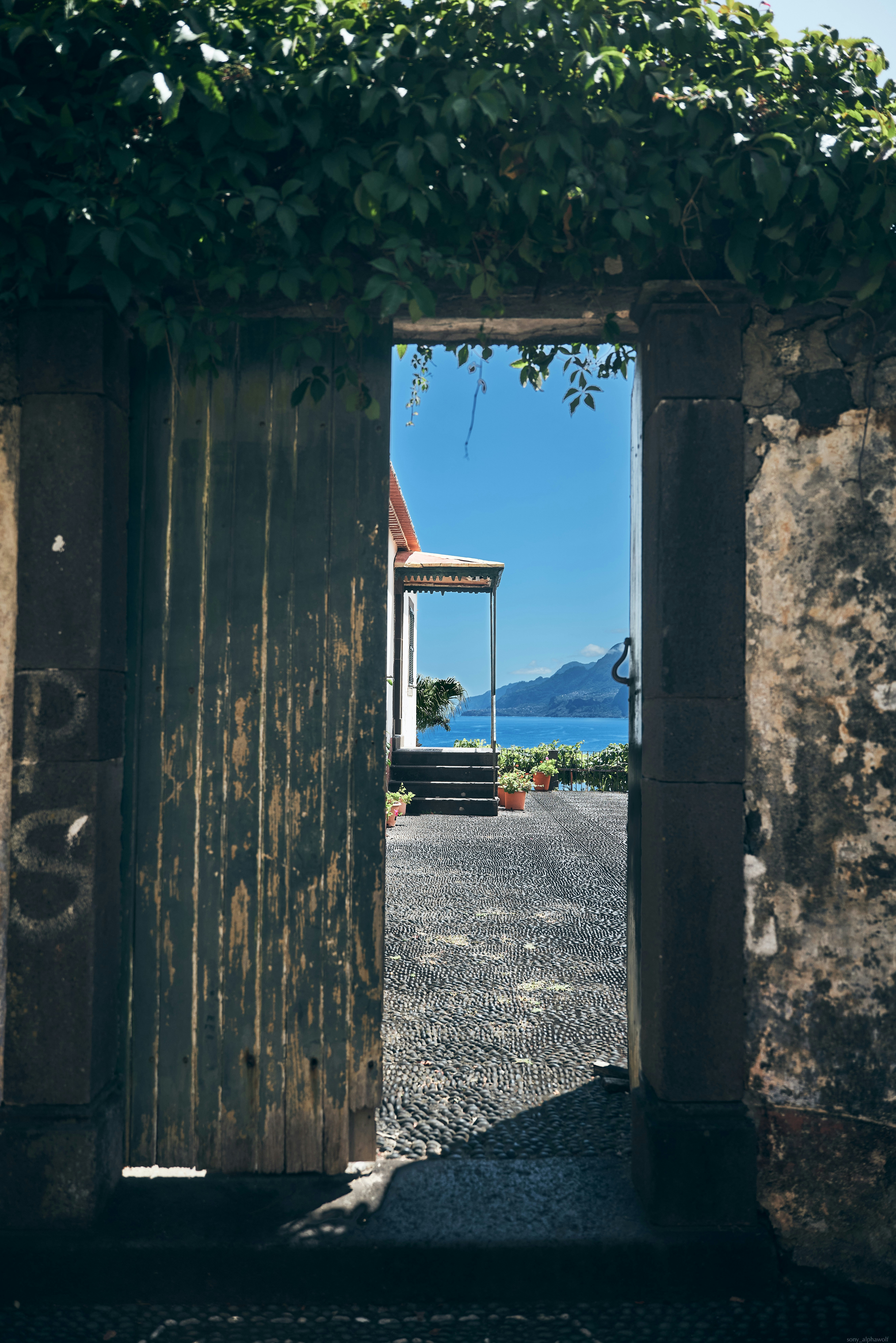 Doorway to a Sunlit Courtyard Overlooking the Sea