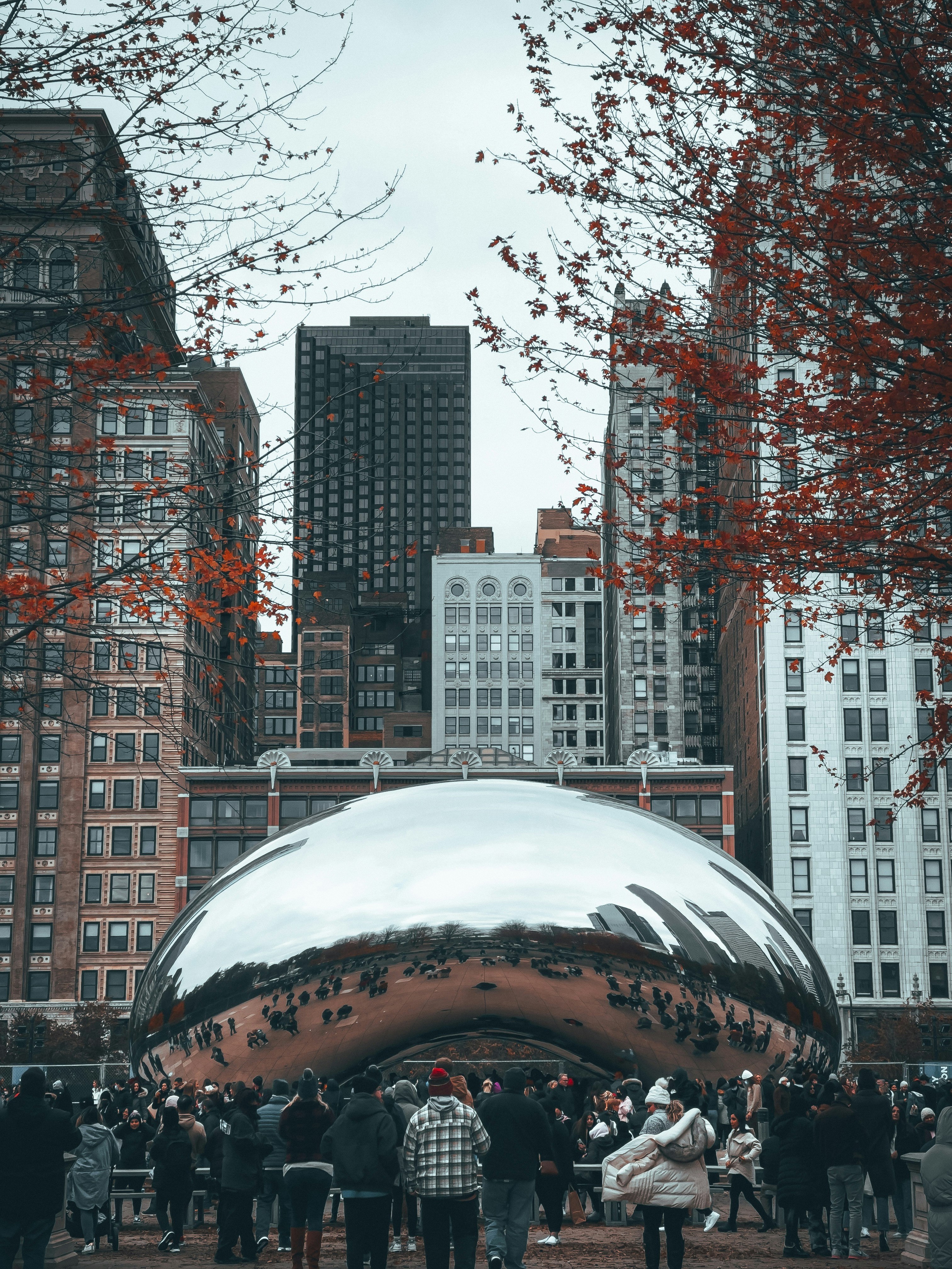 A large reflective sphere surrounded by people photo – Free Chicago ...