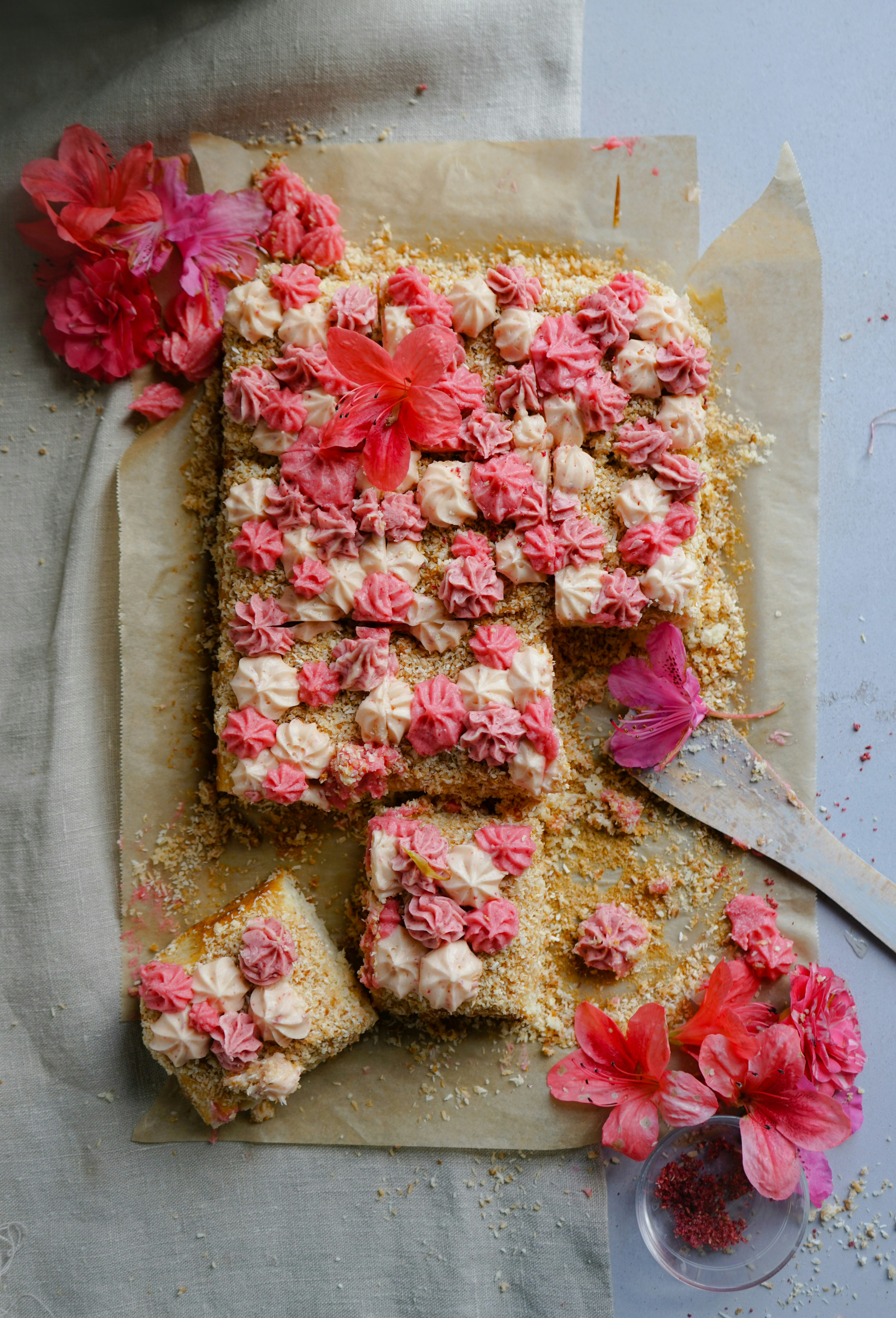 a cake with flowers on it