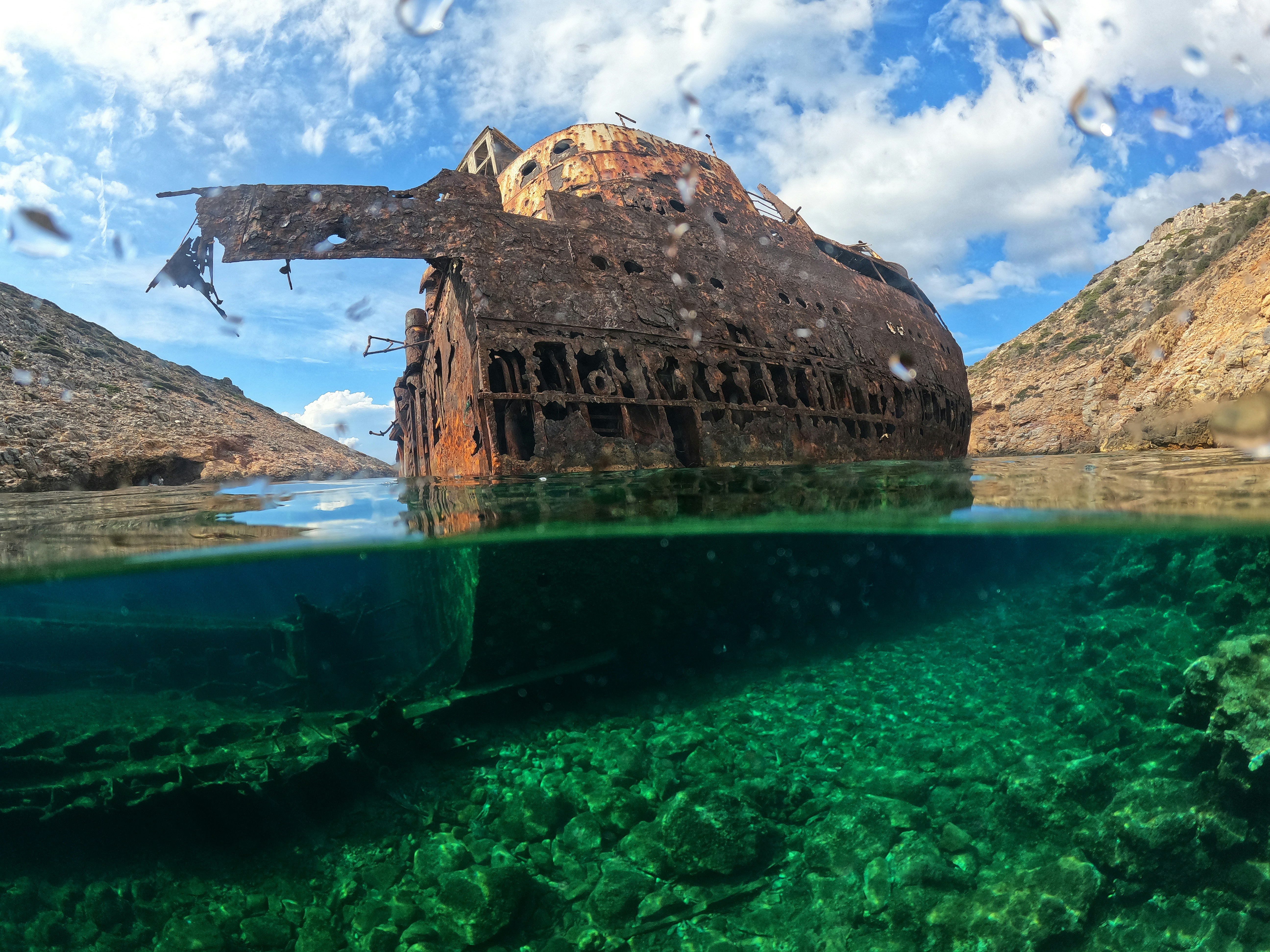 Sunken Galleon Lying in Crystal Tidal Shallows