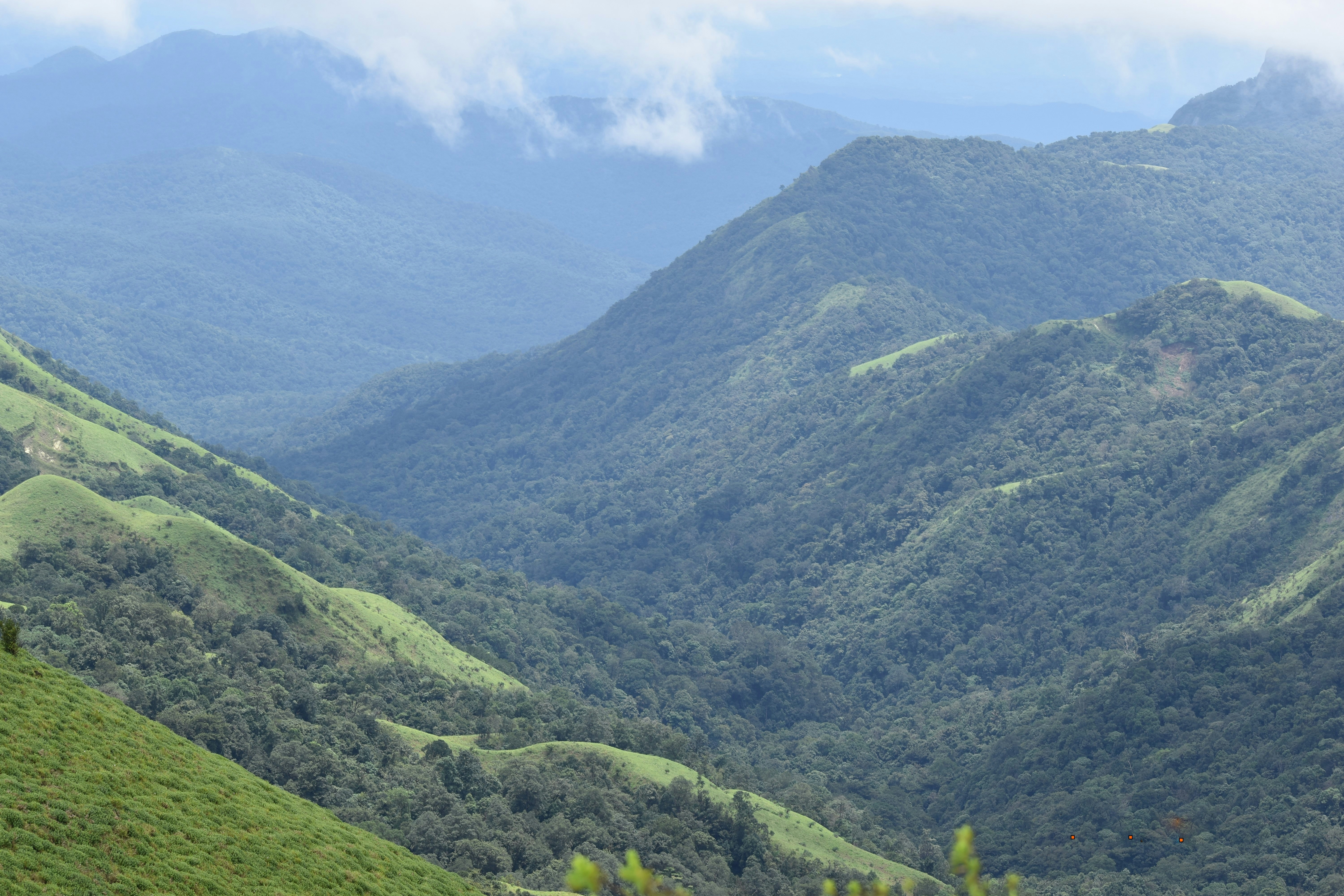 a valley with green hills