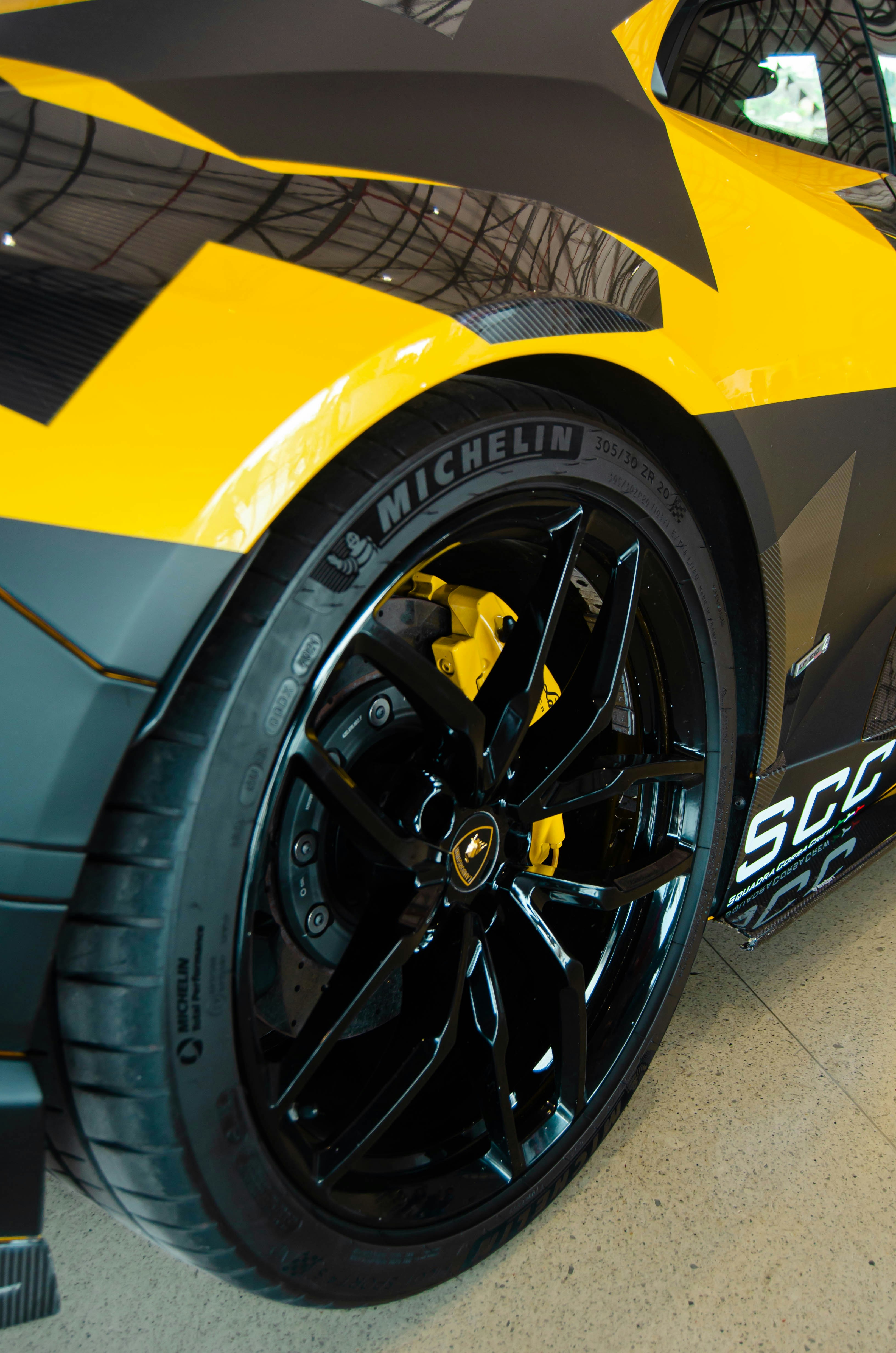 a close up of a car tire