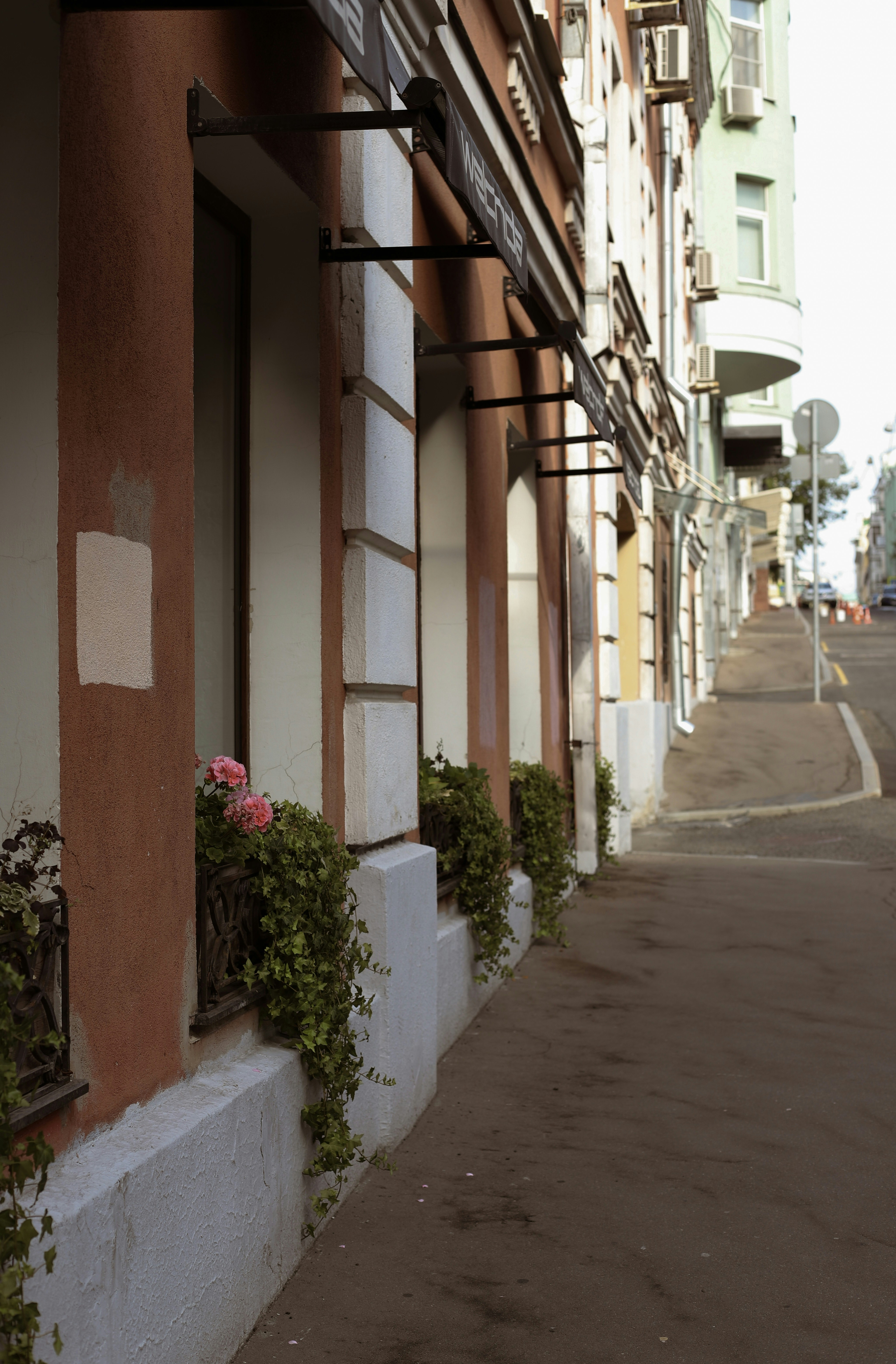 Un trottoir avec des plantes et un bâtiment photo – Photo 거리 사진 ...