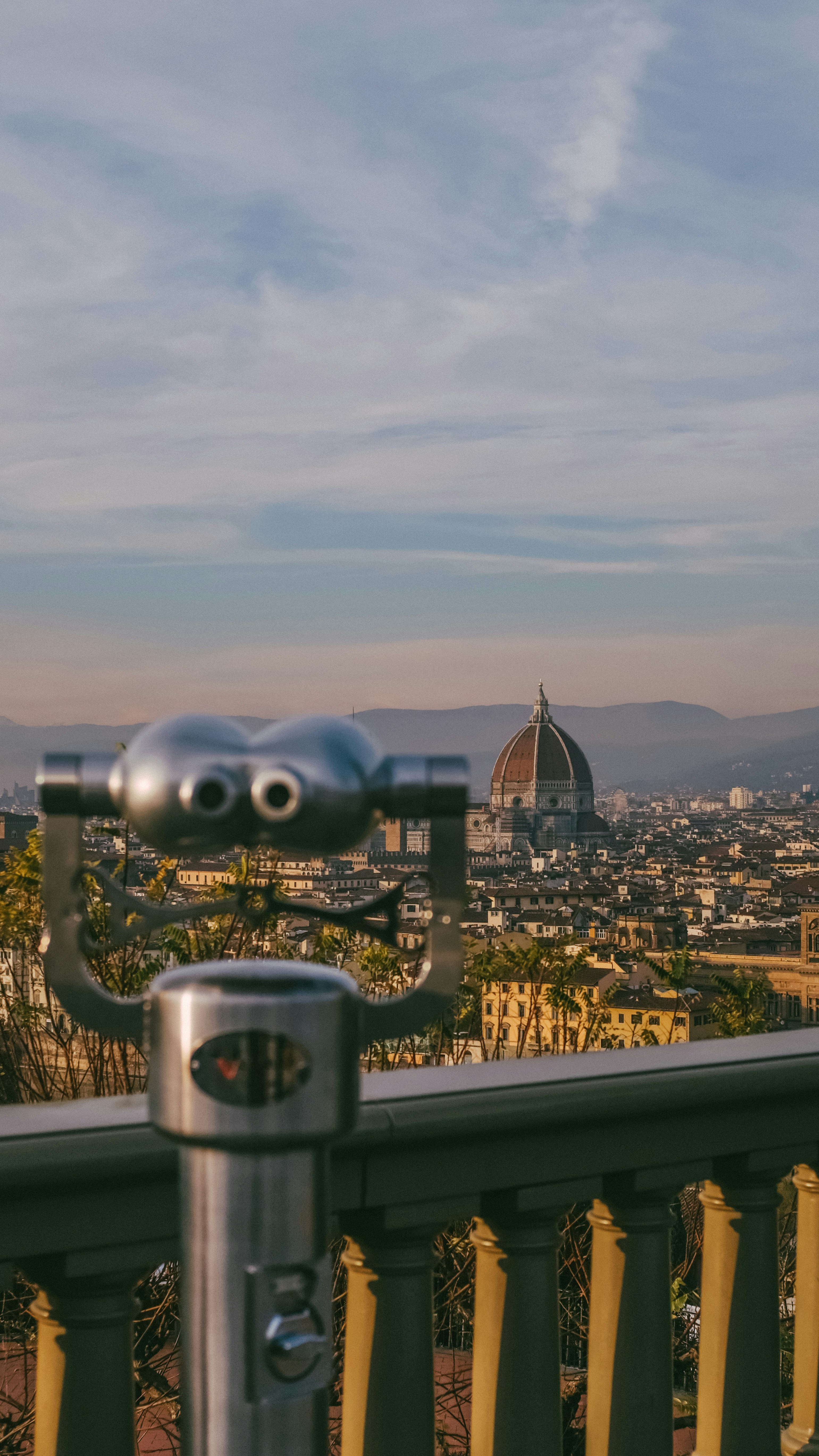 Dome and Rails: Florence's Duomo Framed by a Public Viewfinder