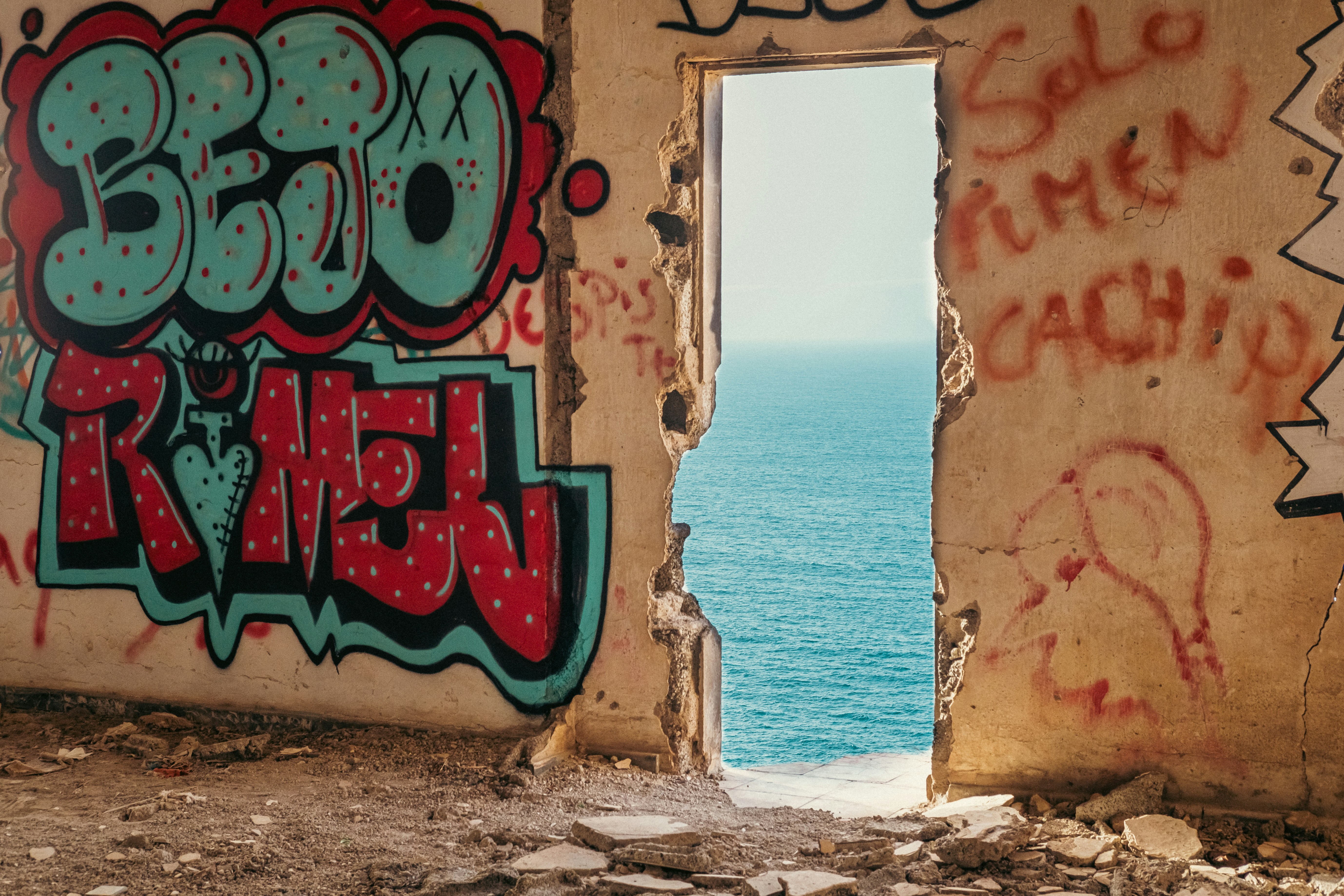 Abandoned house by the sea.
