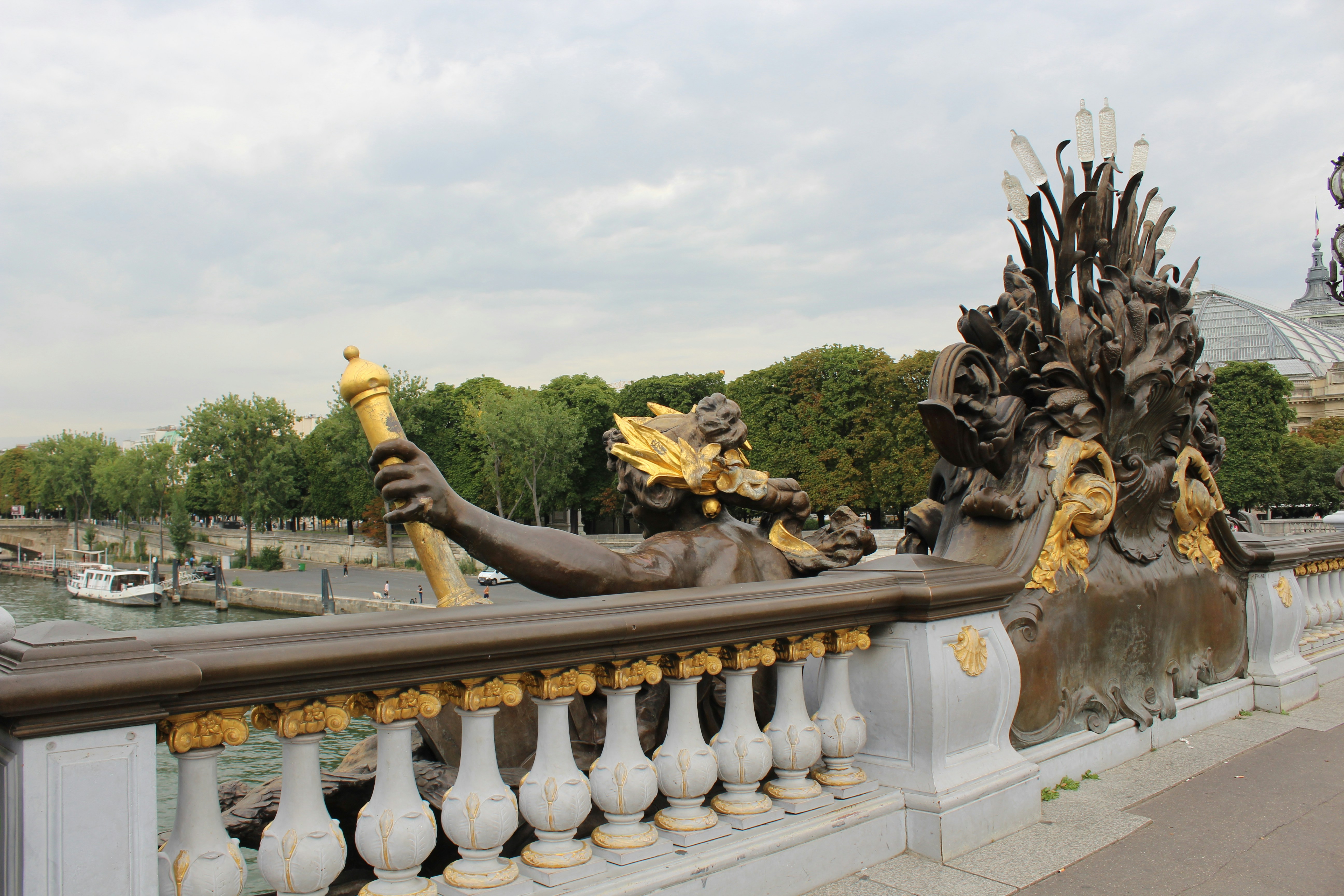 Golden Torch on the Ornate Bridge Beams