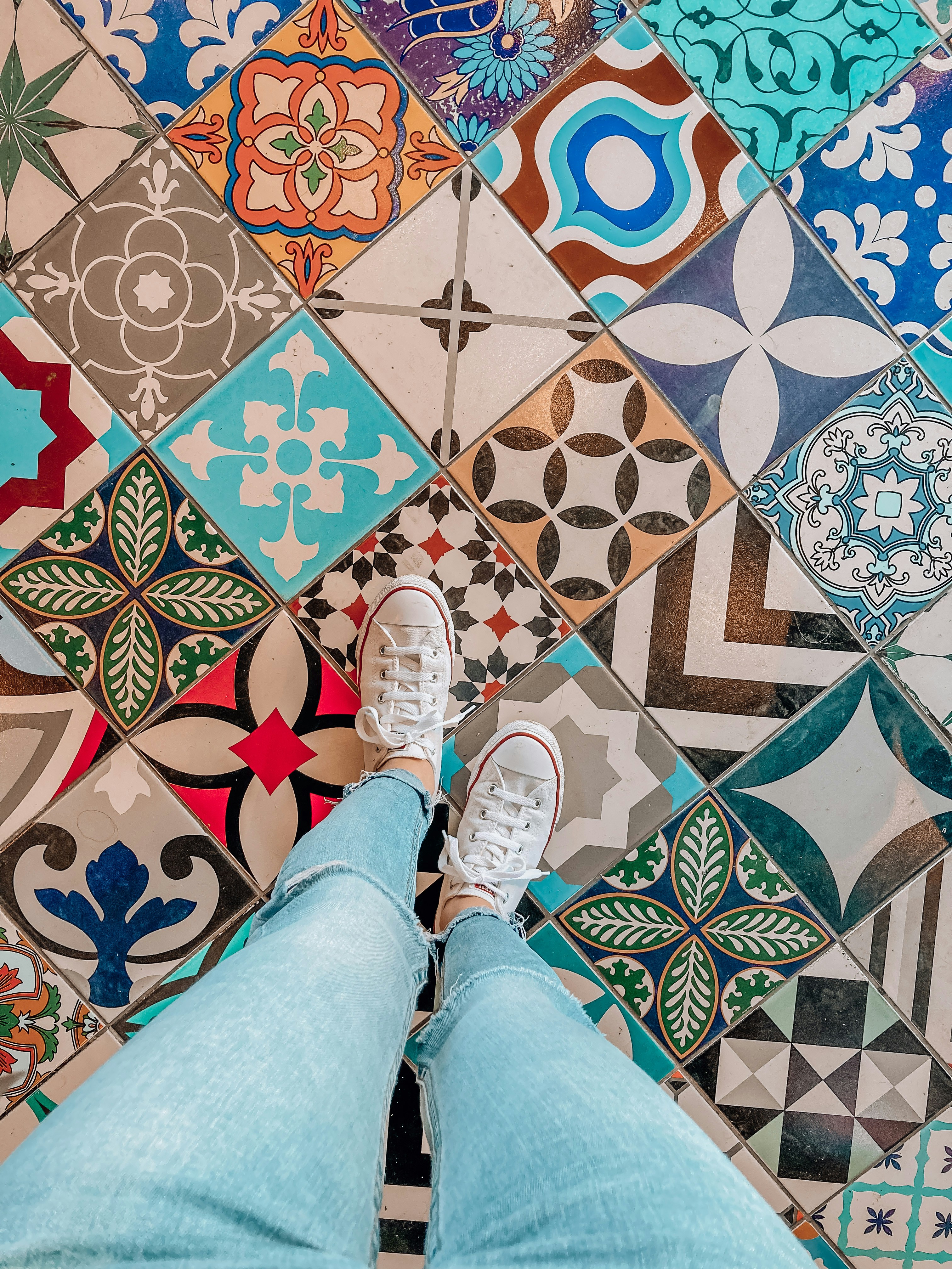 Patchwork steps: A feet-first stroll across colorful tiles