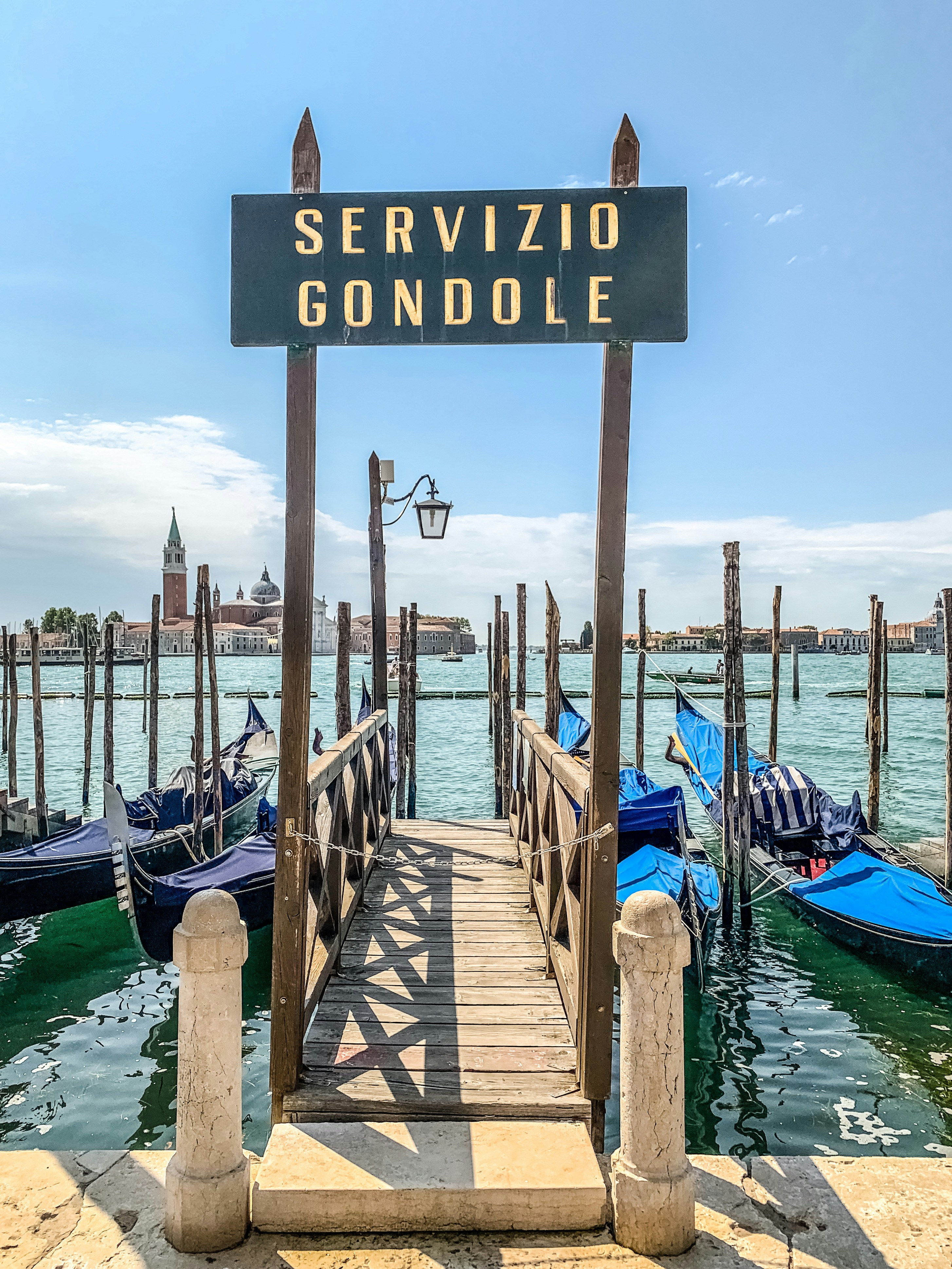 Gondola Pier Master Signpost Over Venetian Waters