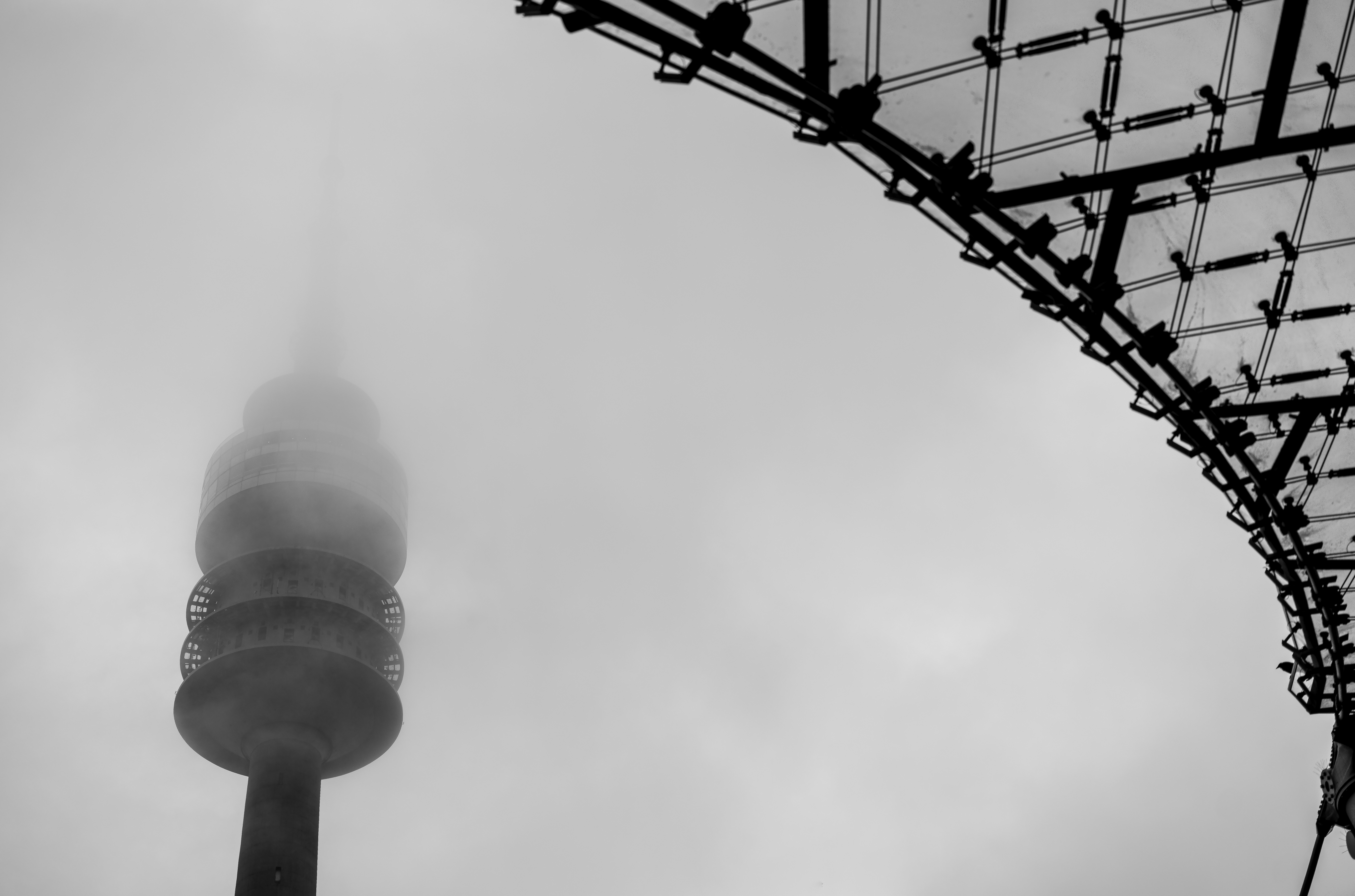 TV-Tower in Fog. Olympiapark 50 Years.