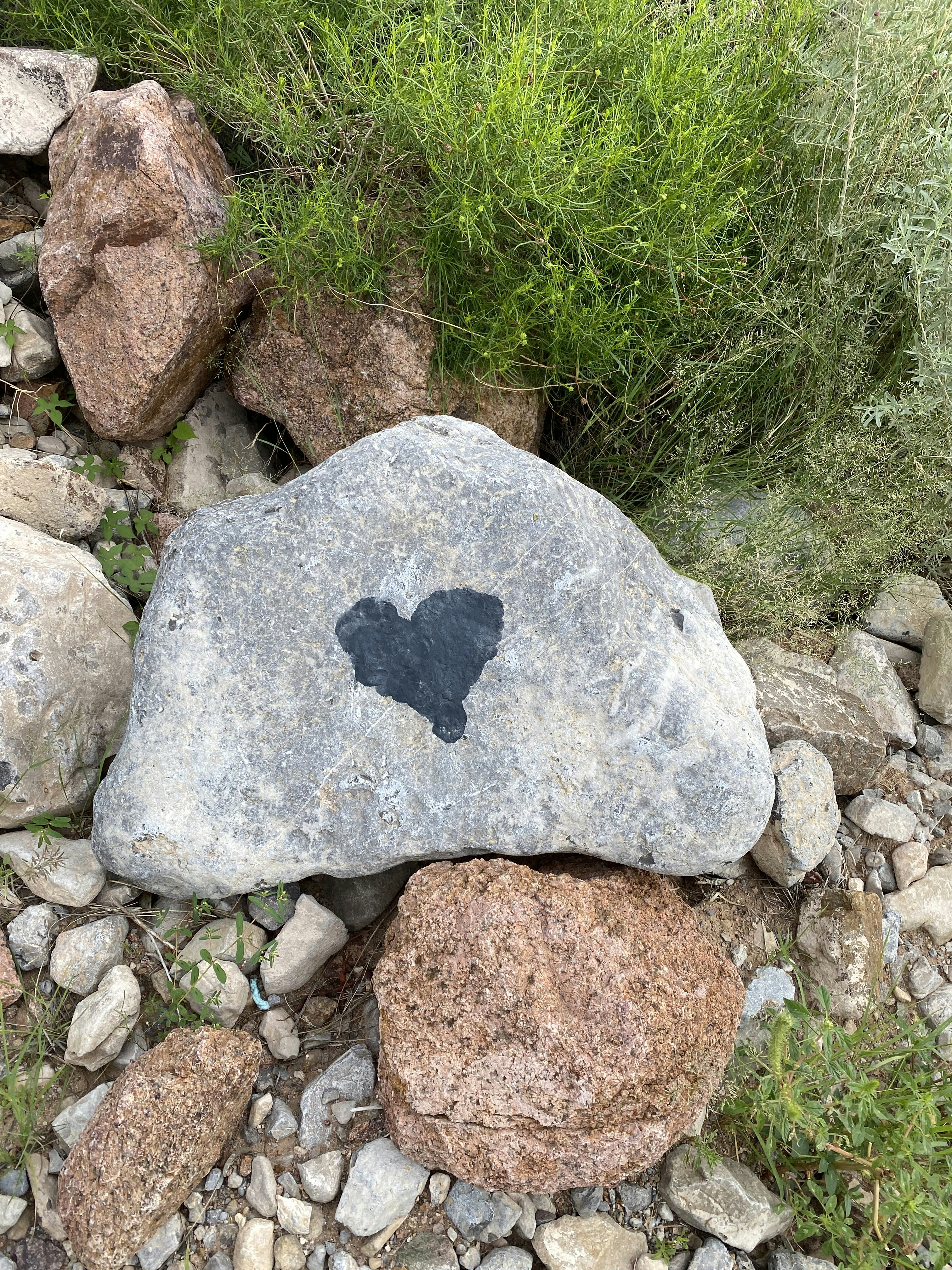Heart on a Stone on the Hiking Trail, Love, Greatful, Nature
