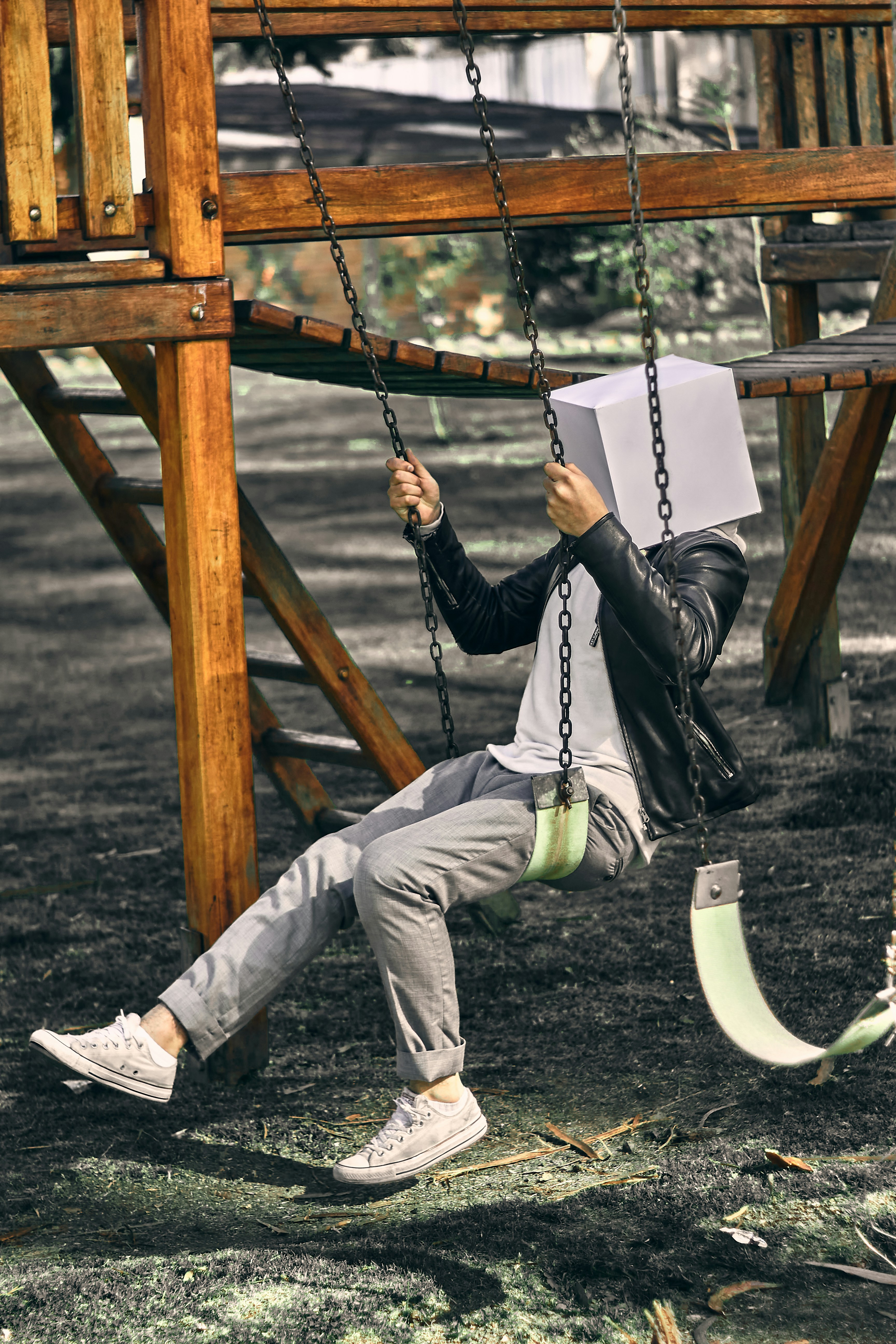 a person from a swing
