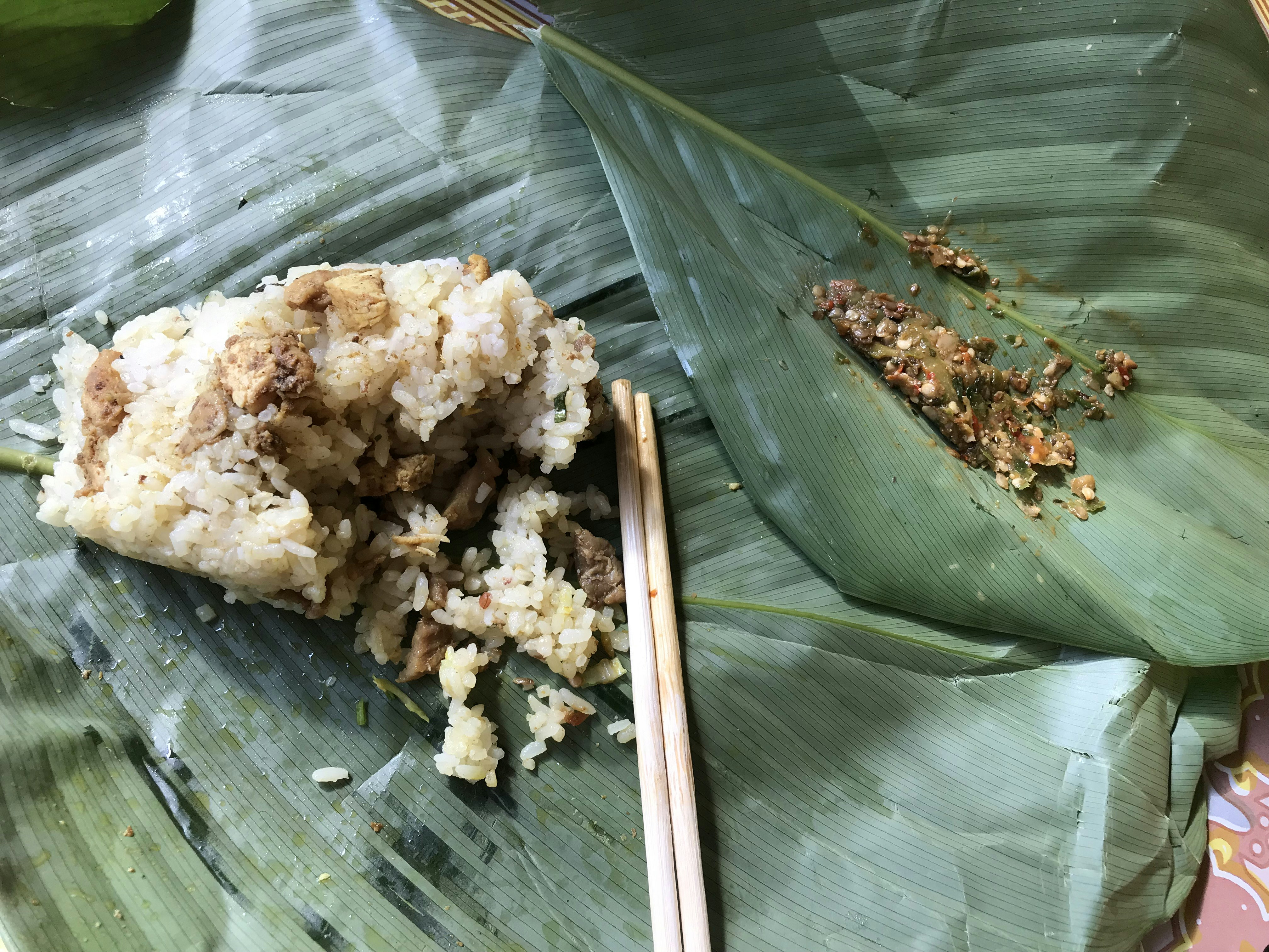 Banana Leaf Bite: Sticky Rice with a Crunch