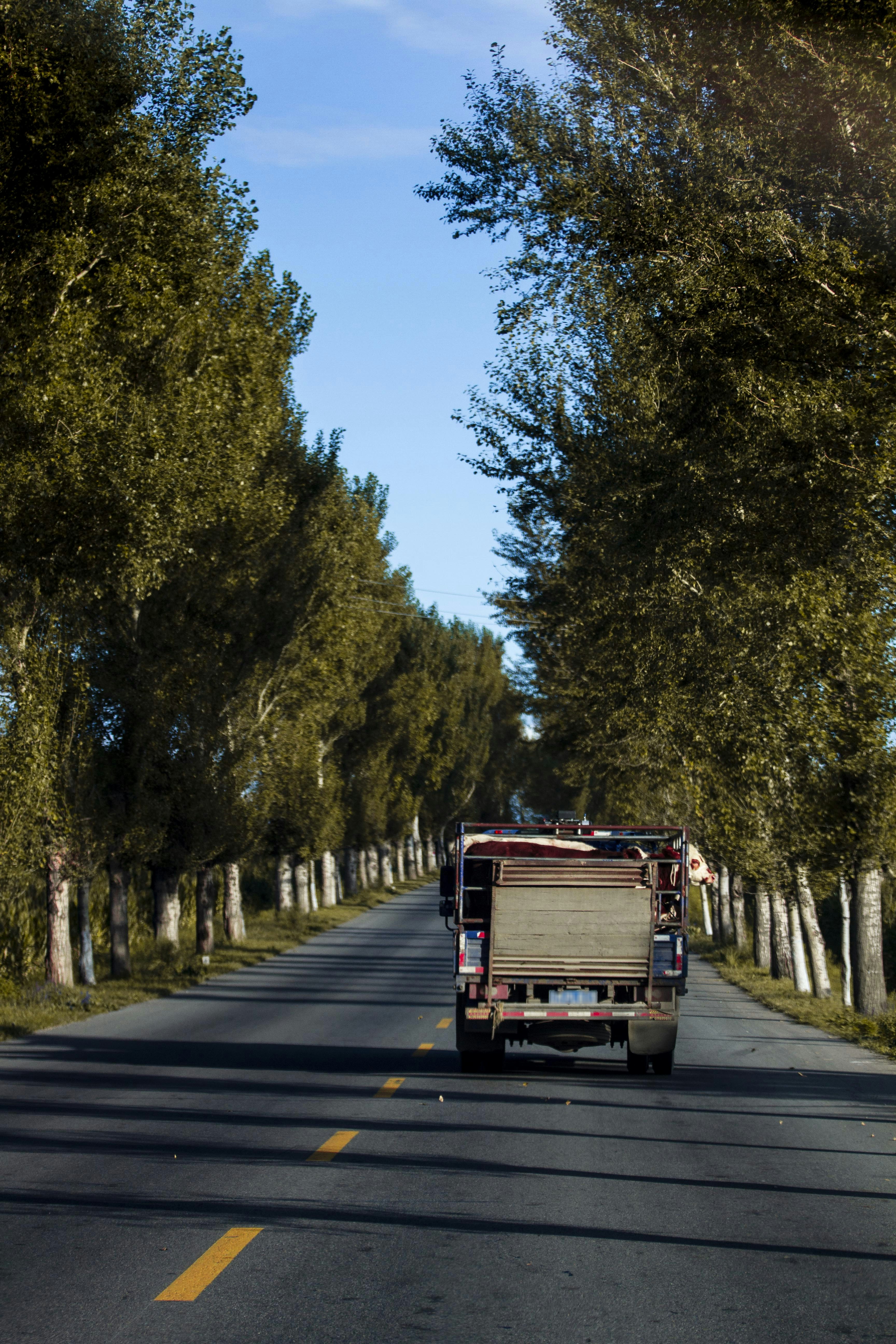 a truck driving down the road