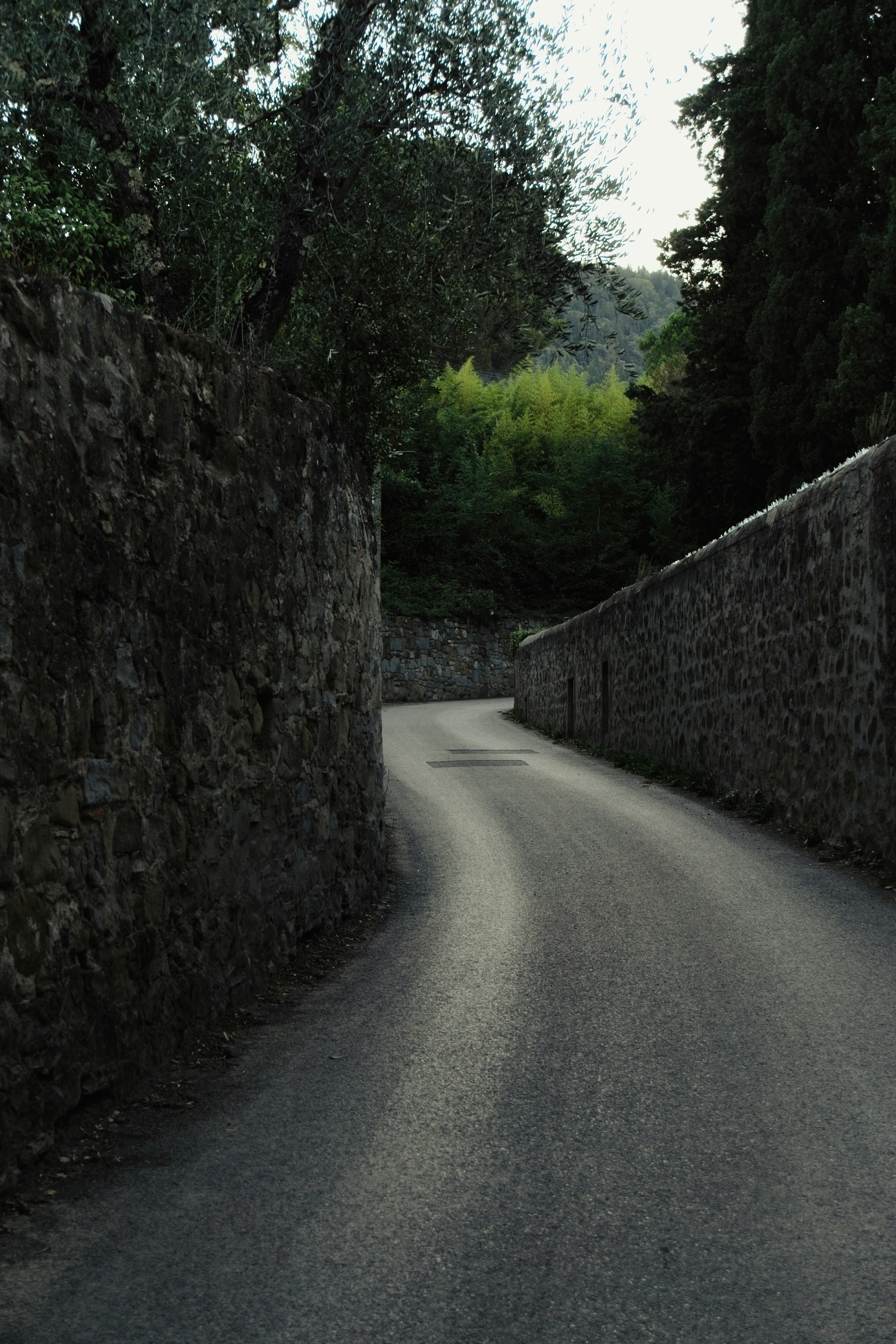 Winding Lane Between Ancient Stone Walls