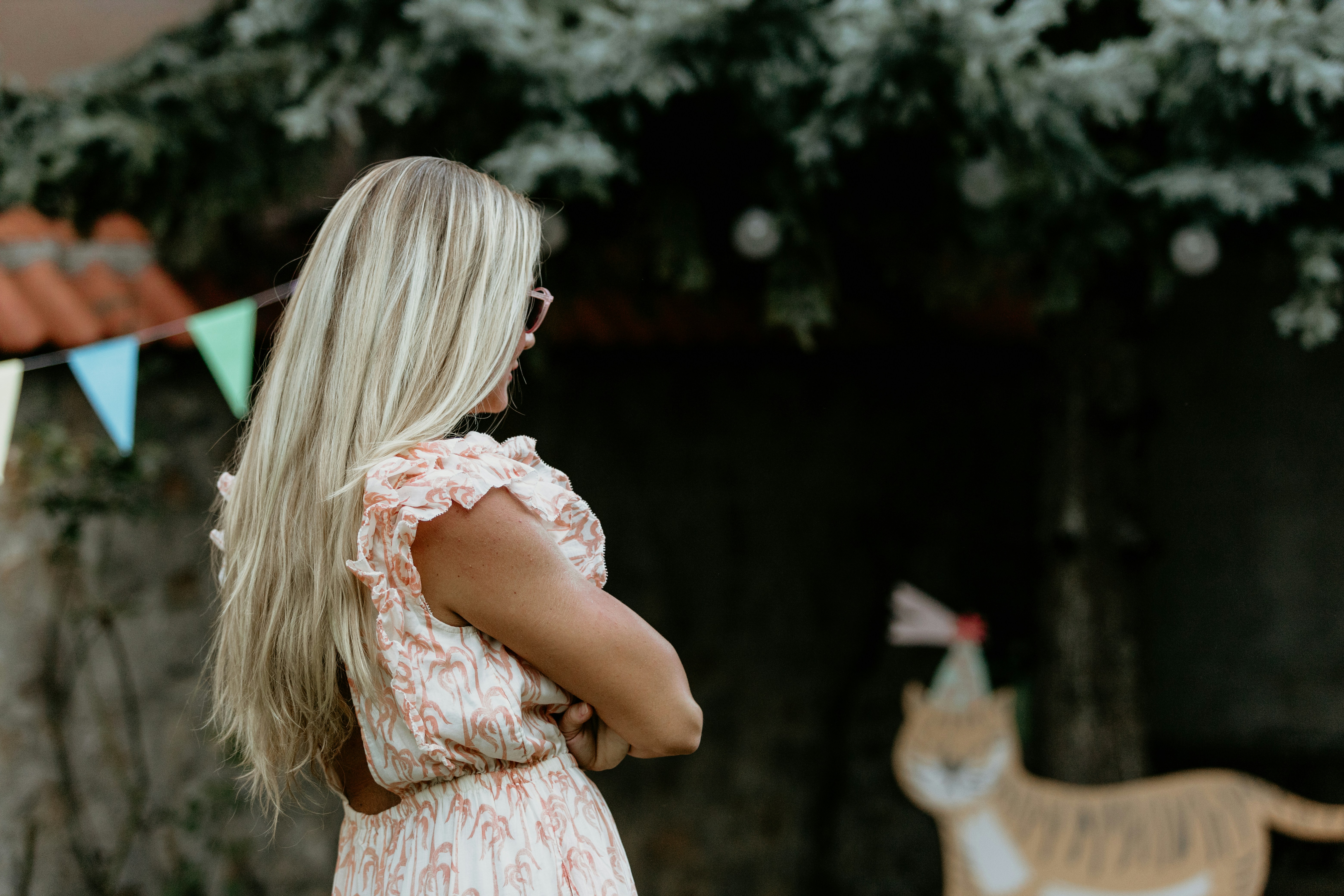 Pastel Portrait at a Quiet Garden Party