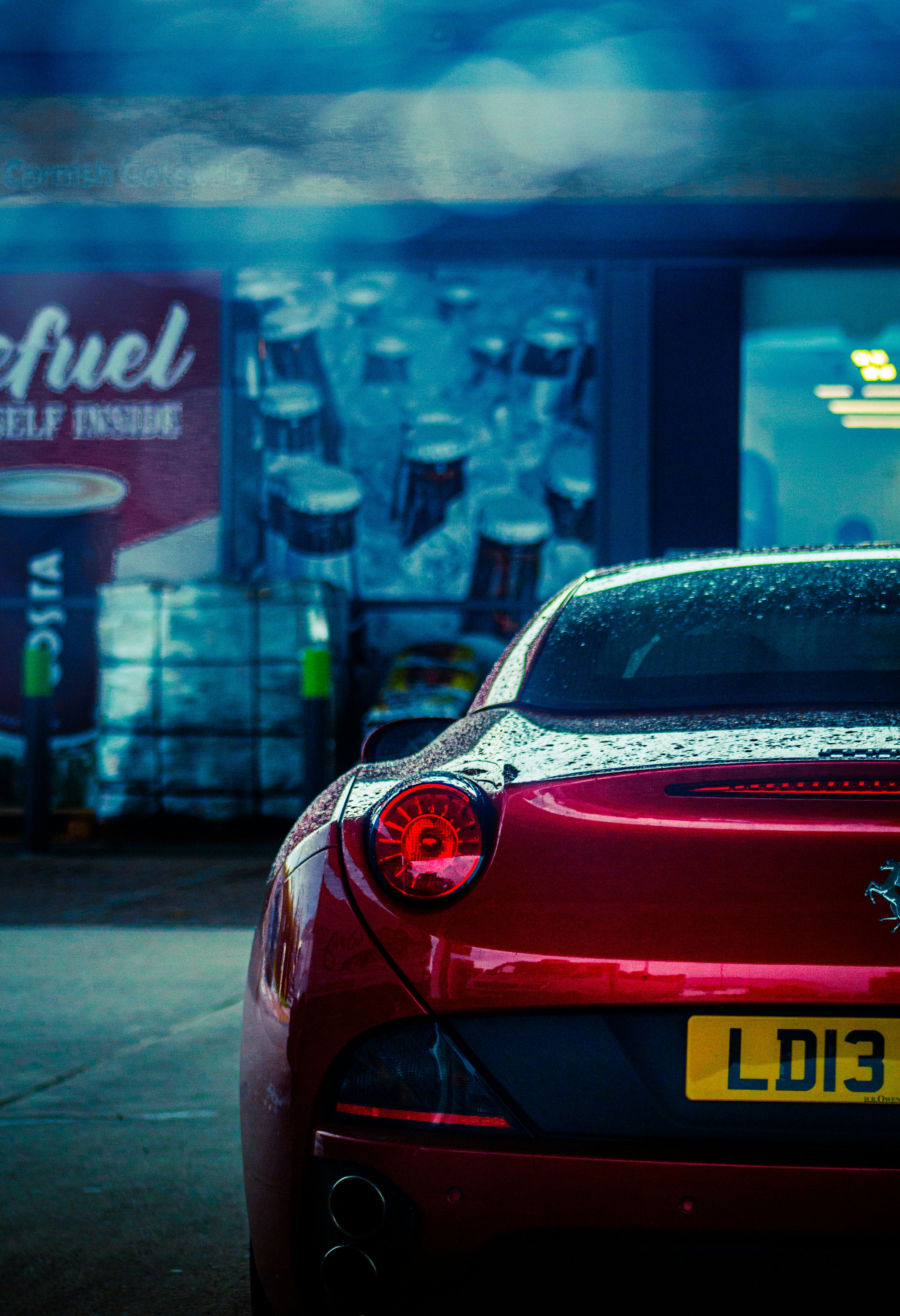 a car parked in front of a store