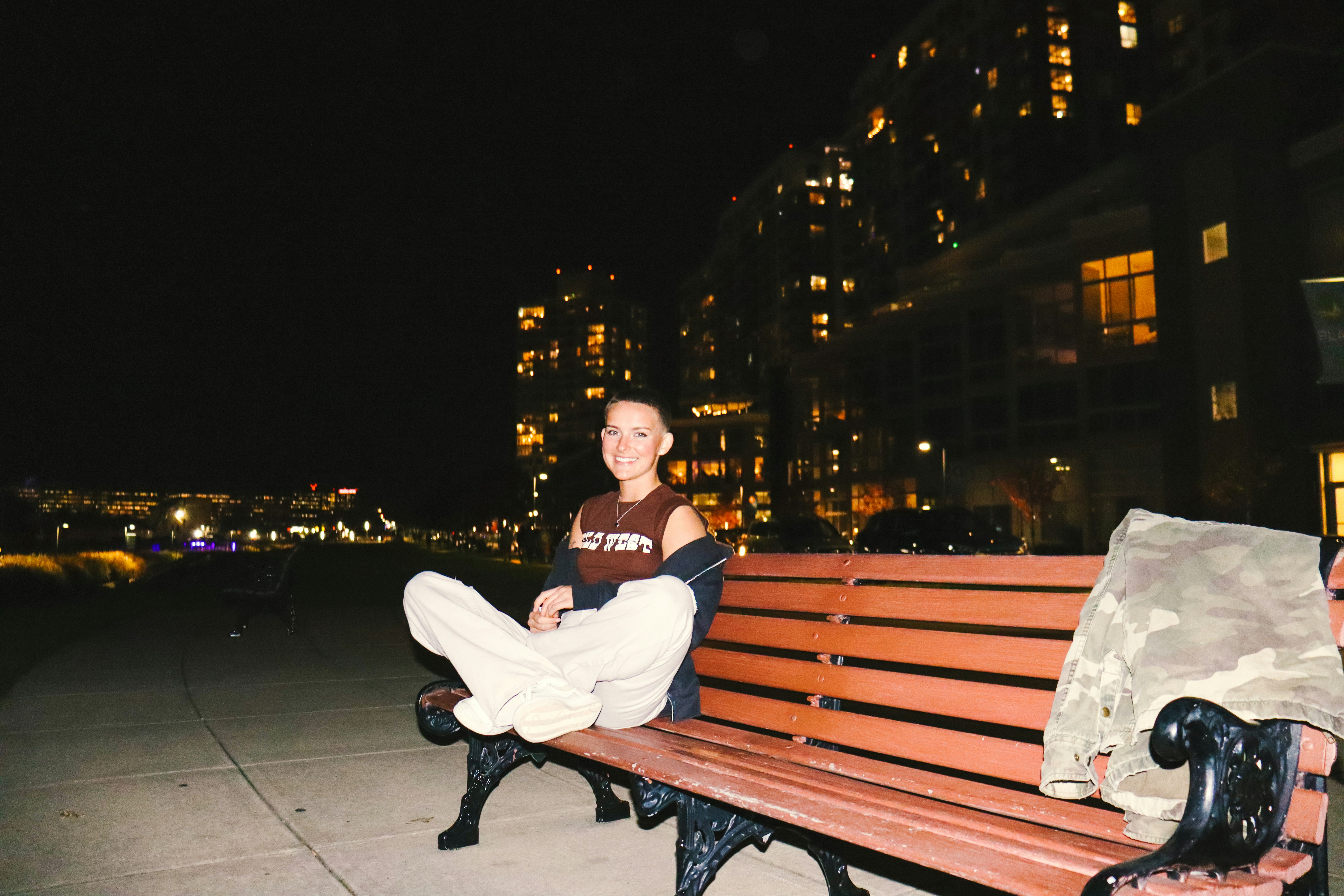 Midnight Quiet on the Riverside Bench