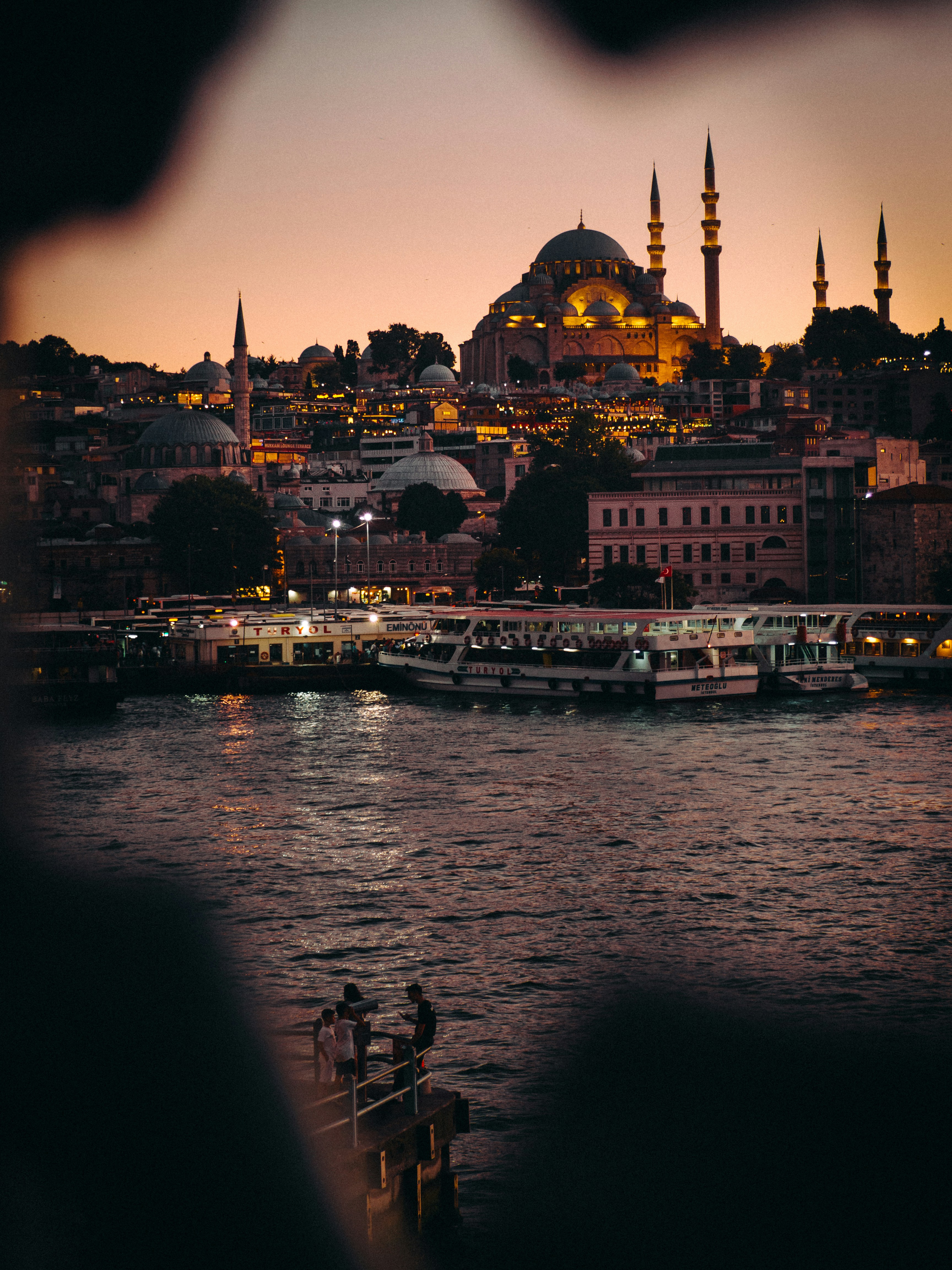 Evening Lanterns Crown the Blue Mosque Over the Bosphorus