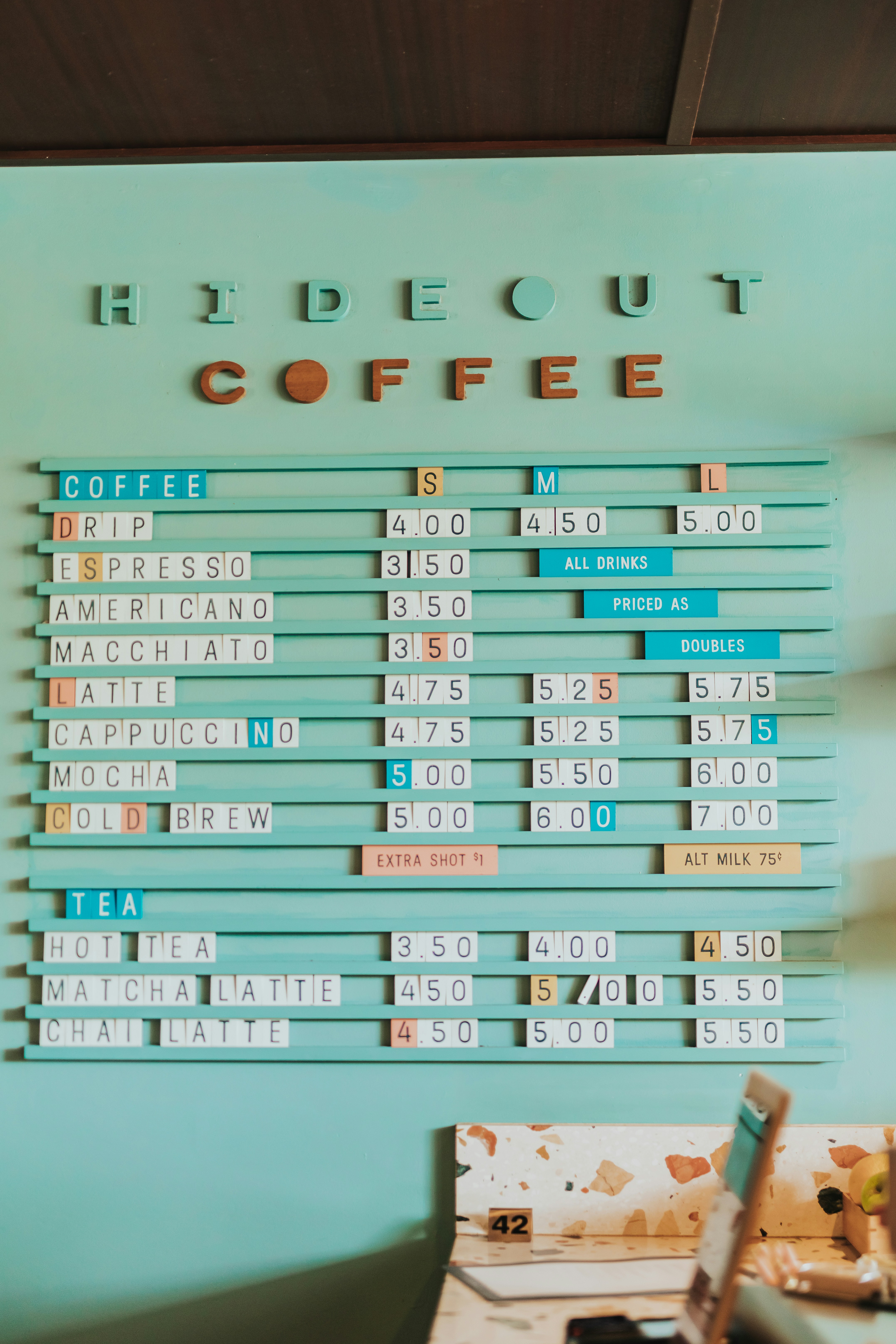Minty Café Signage: A Retro-Turquoise Menu in Focus