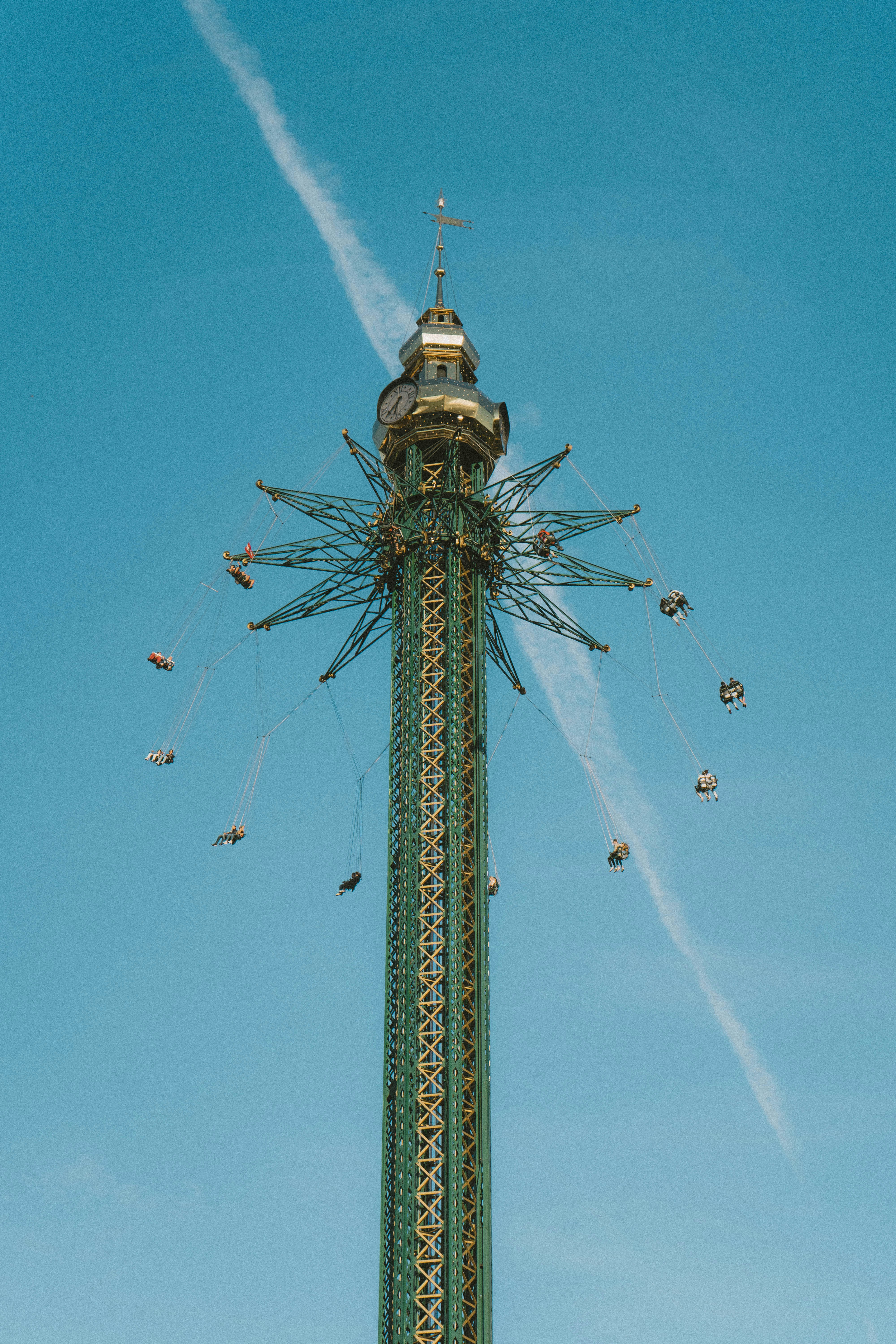 a group of people flying in the sky