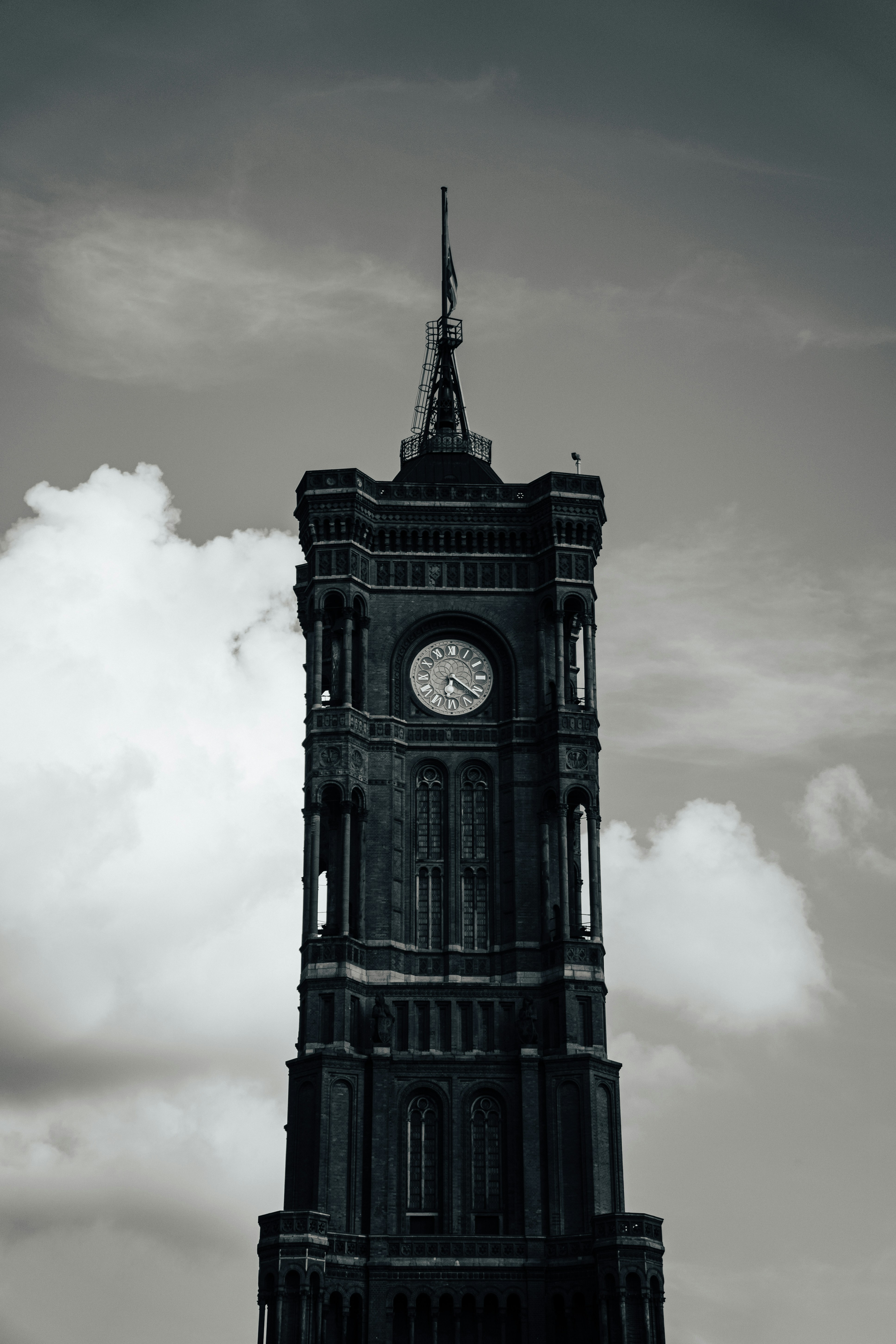 Clocktower Against a Halo of Clouds